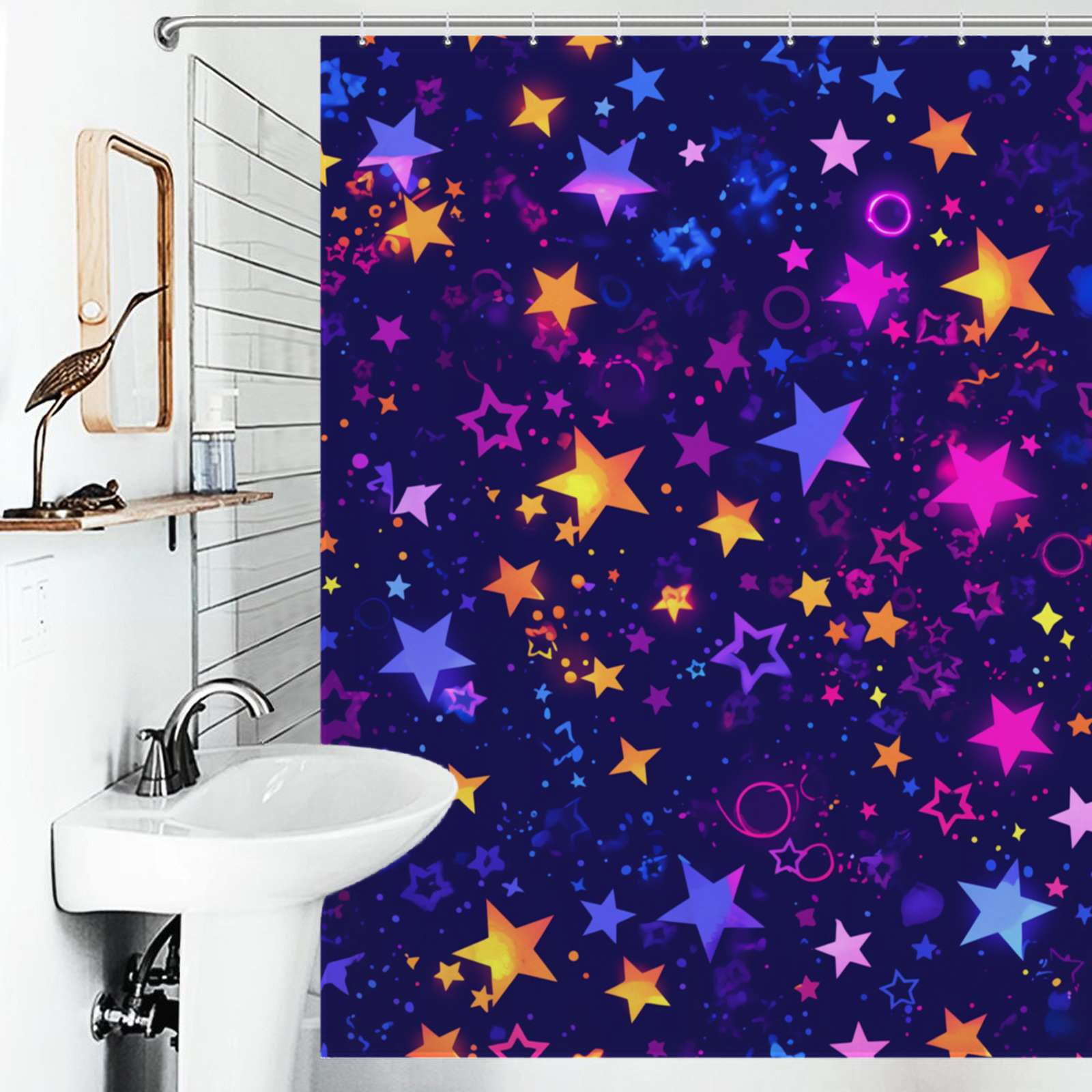 Shower Curtain Colorful Star Bath Curtain Polyester Fabric Bathroom ...