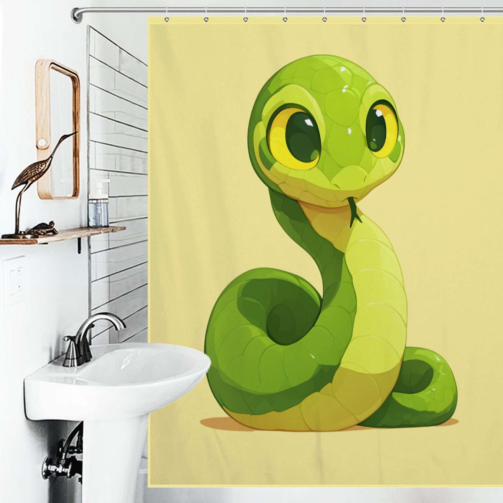 Shower Curtain Cute Snake Bathroom Waterproof Polyester Home Ration ...