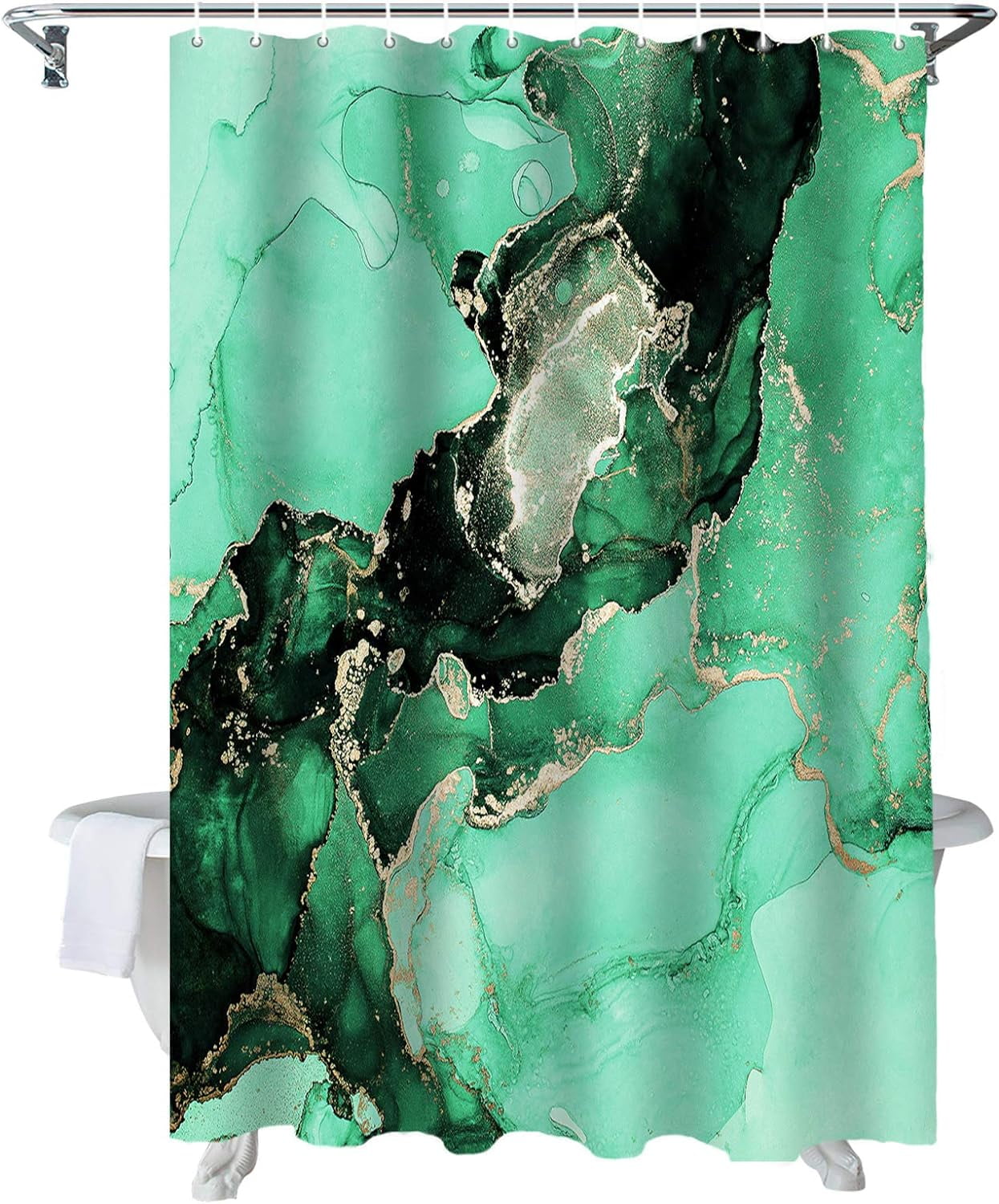 Shower Curtain Green Marble Ink Shower Curtains for Bathroom Decor Abstract Luxury Modern ...