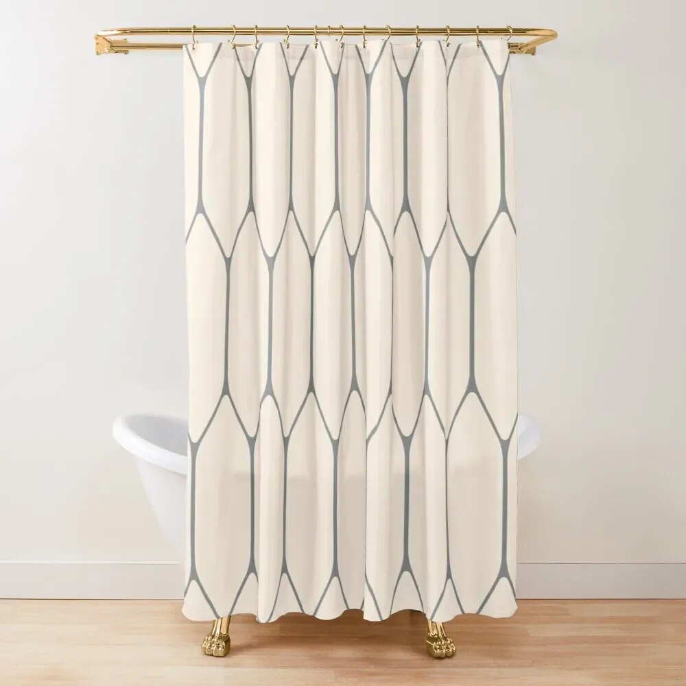 Shower Curtain Hexagonal Pattern Honeycomb Beehive Simplistic Geometrical Monochrome Cloth ...