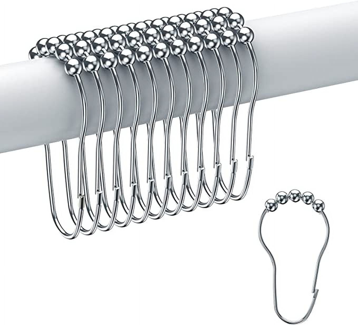 Shower Curtain Hook Rings, Set of 12, Stainless Steel Roller Anti-rust ...
