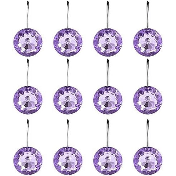 Shower Curtain Hooks, 12Pcs Shower Curtain Rings Diamond Decorative ...