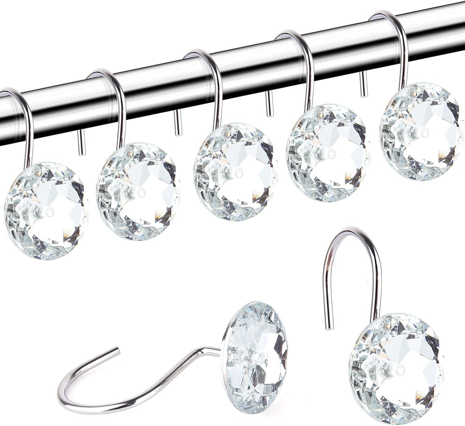 Shower Curtain Hooks Diamond Shape Shower Rings, Acrylic Decorative ...