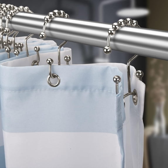 Shower Curtain Hooks Rings, Rust Resistant Metal Double Glide Shower ...