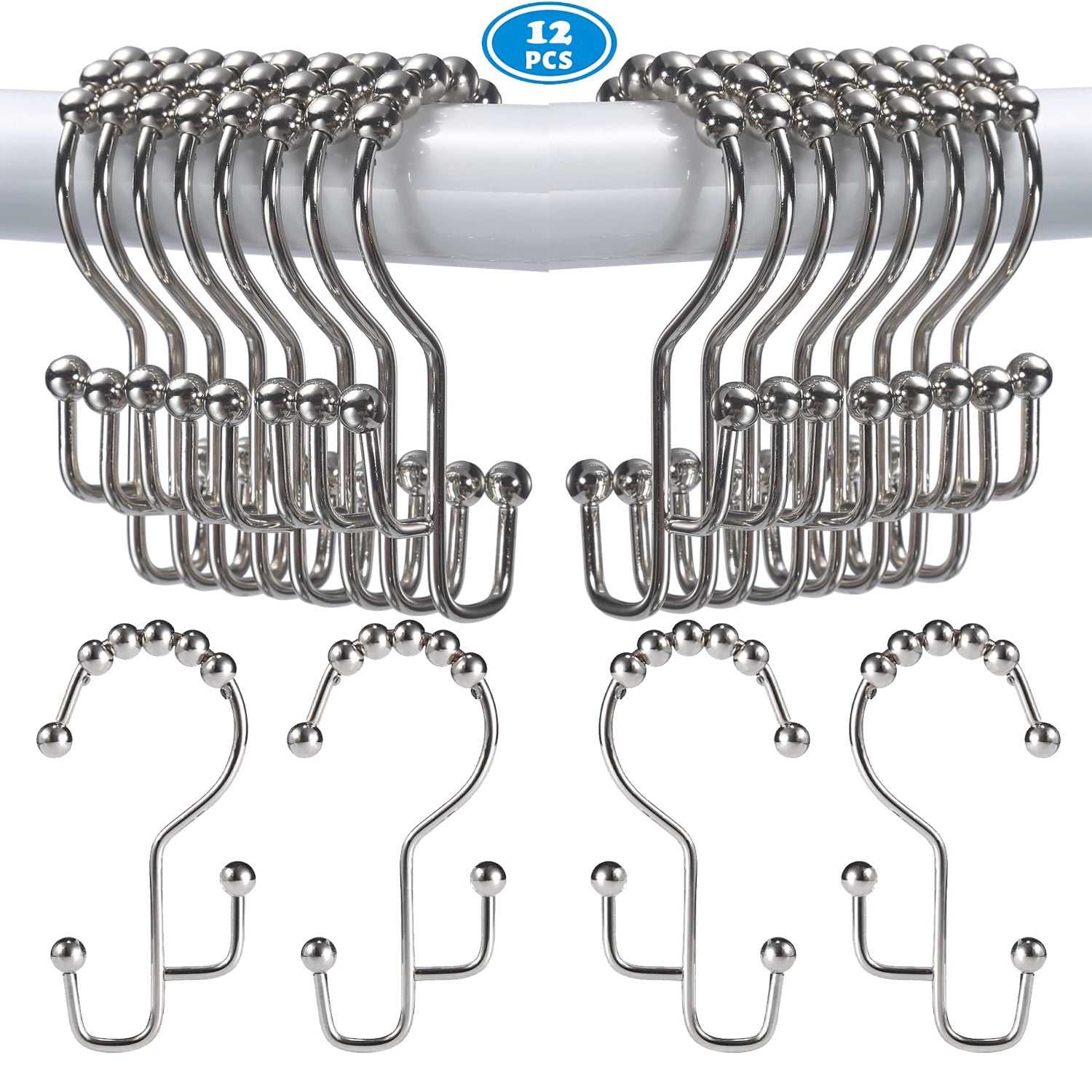 Customer reviews for Shower Curtain Hooks Rings, Rustproof Premium ...