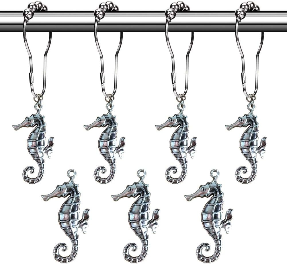 Shower Curtain Hooks Rings - Seahorse Decorative Accessories Set ...