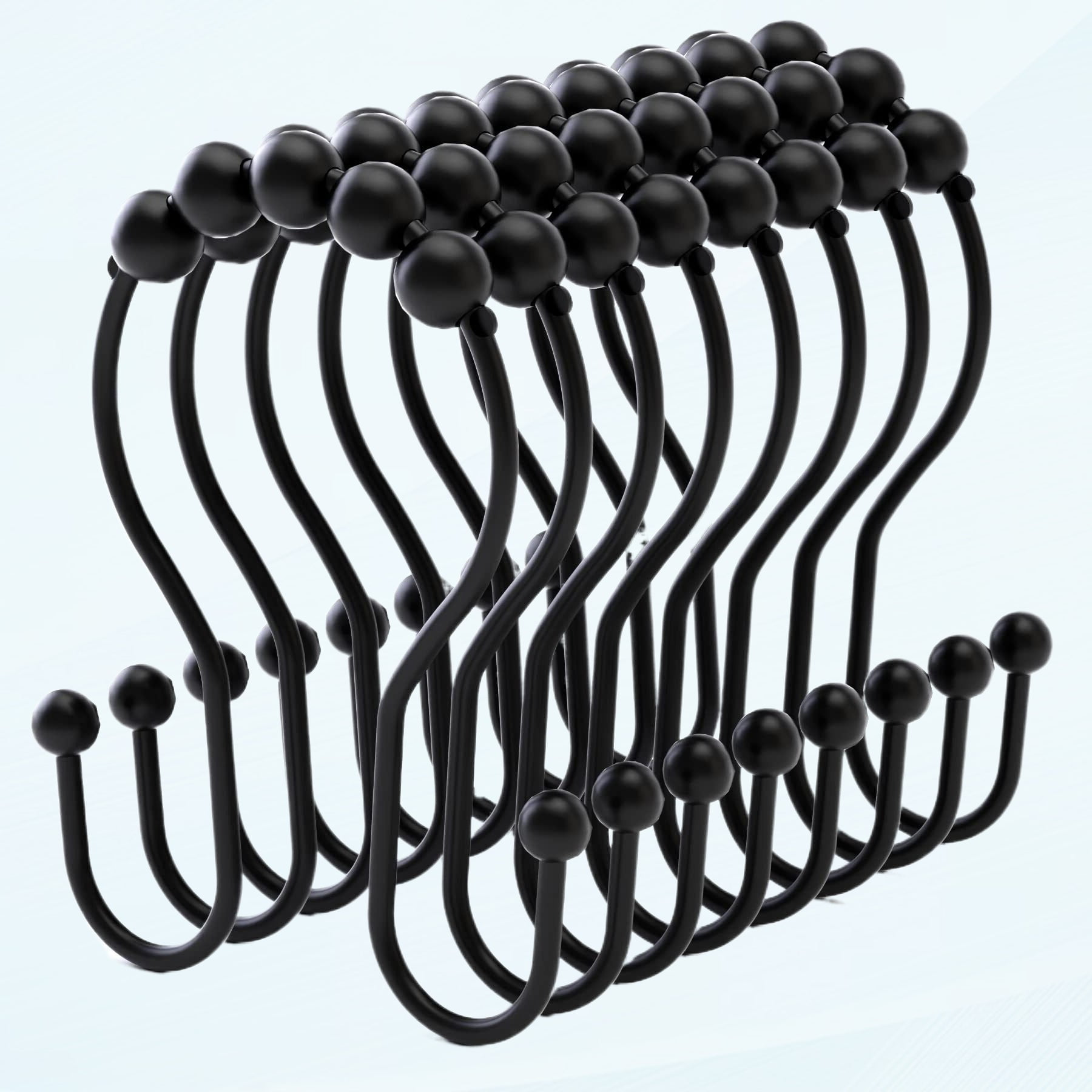 Shower Curtain Hooks Shower Curtain Rings Rust Proof Black Shower ...