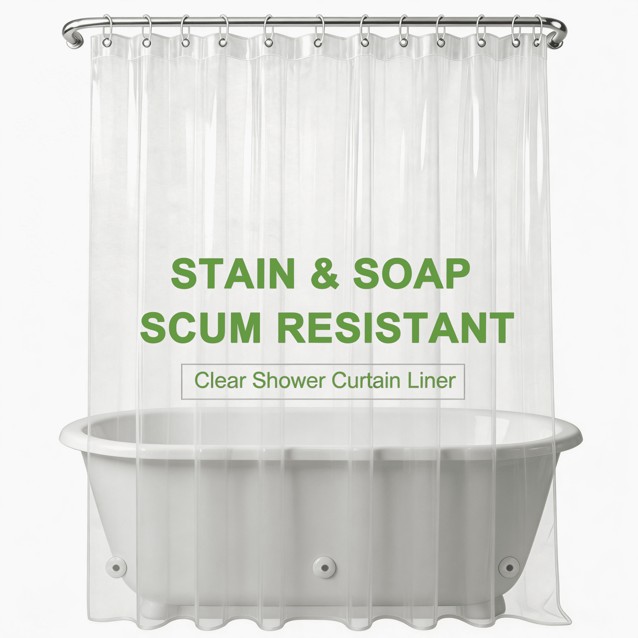 Shower Curtain Liner, 71x71 Clear Shower Curtain Liner with Magnets ...