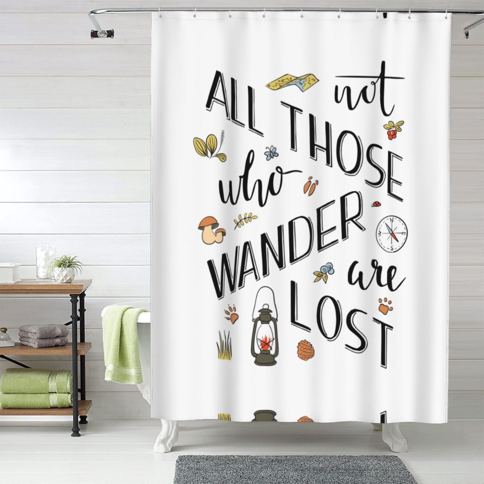 Shower Curtain, Not All Those Who Wander Are Lost 3 Waterproof Fabric ...