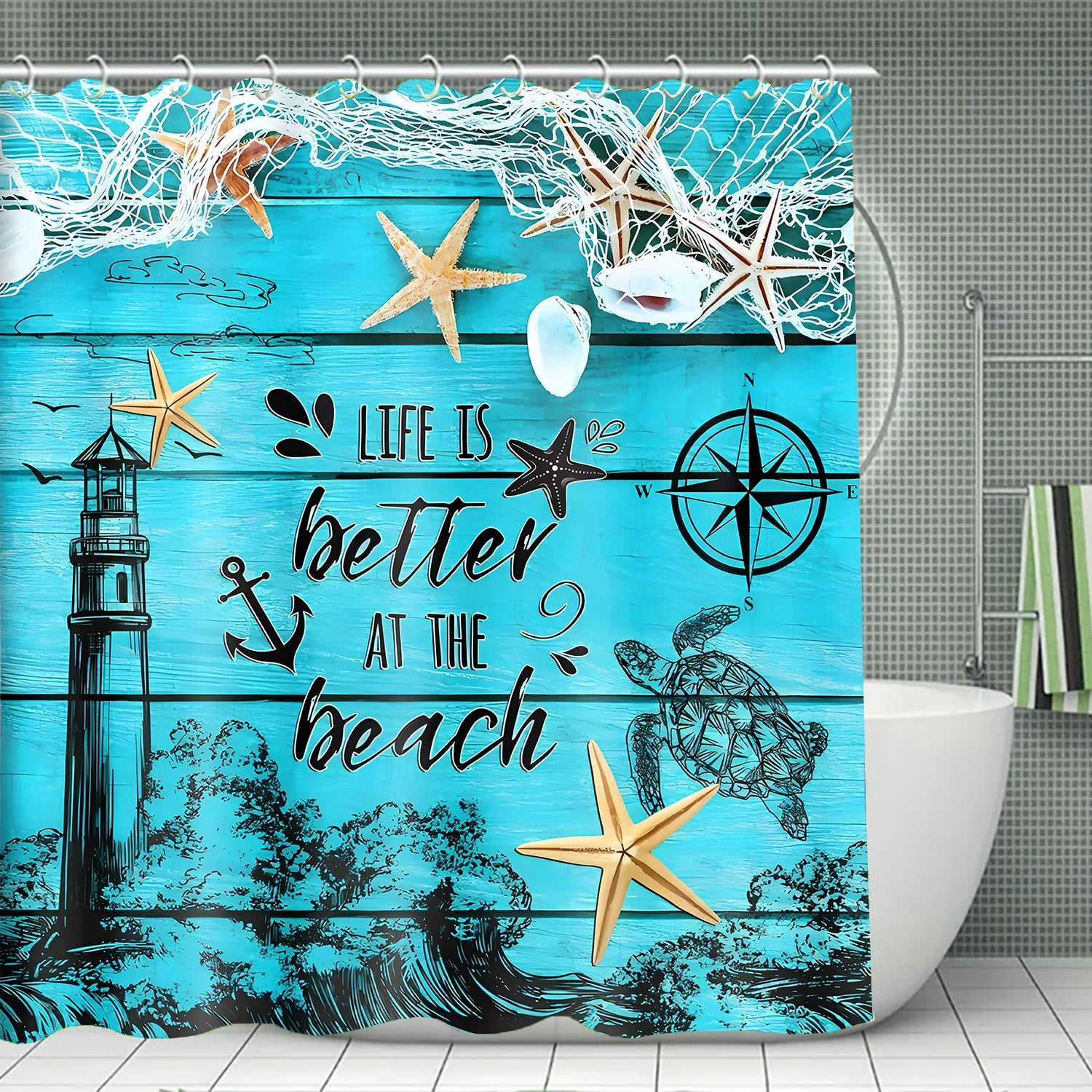 Shower Curtain Oceans Bathroom Shower Curtains sea life Bathroom Decor ...