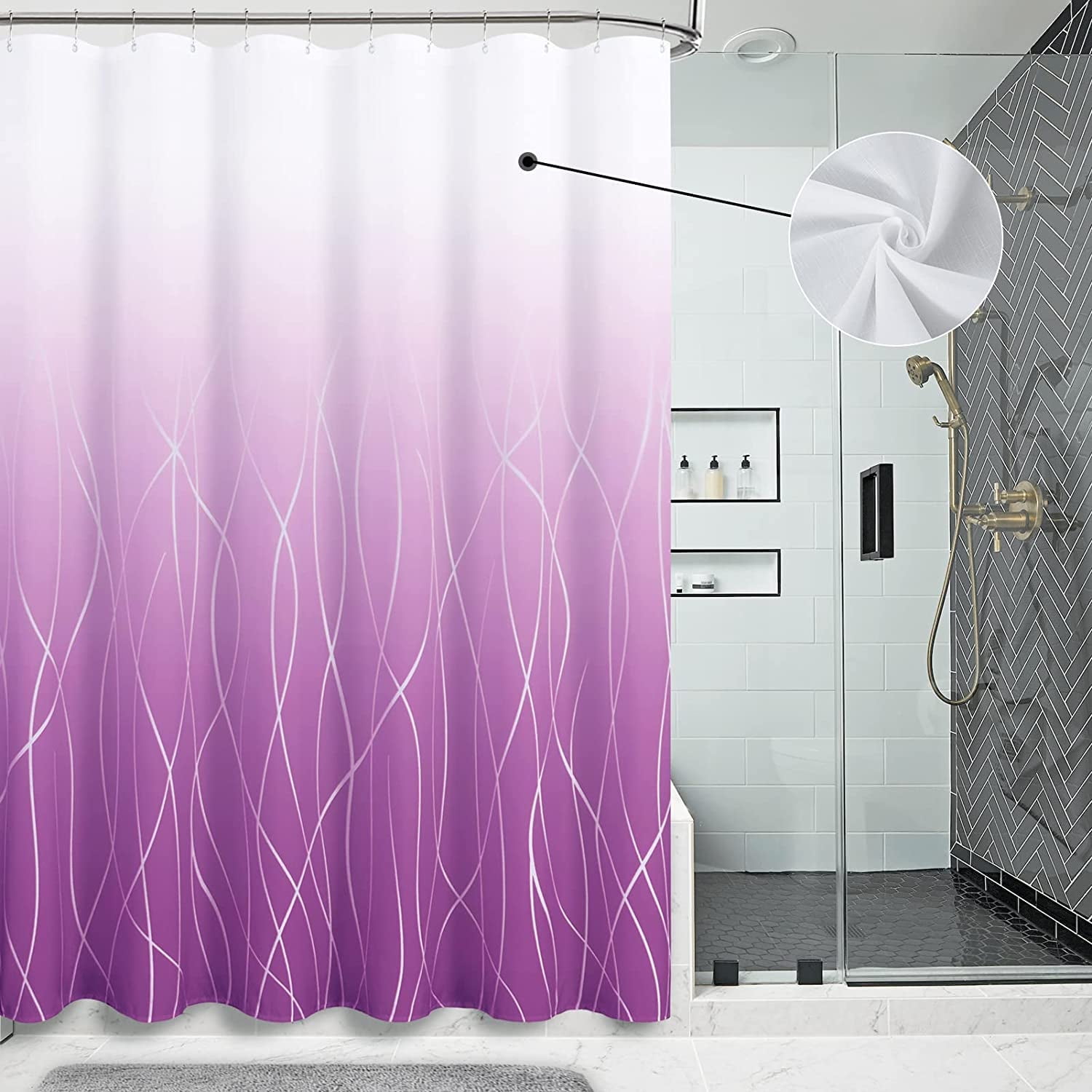 Shower Curtain Ombre Purple Shower Curtain Abstract Striped Shower Curtains for Bathroom, Modern ...