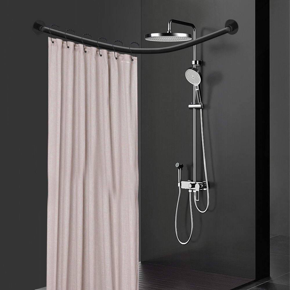 Shower Curtain Rail L Shape No Drilling Shower Rail Corner Telescopic ...
