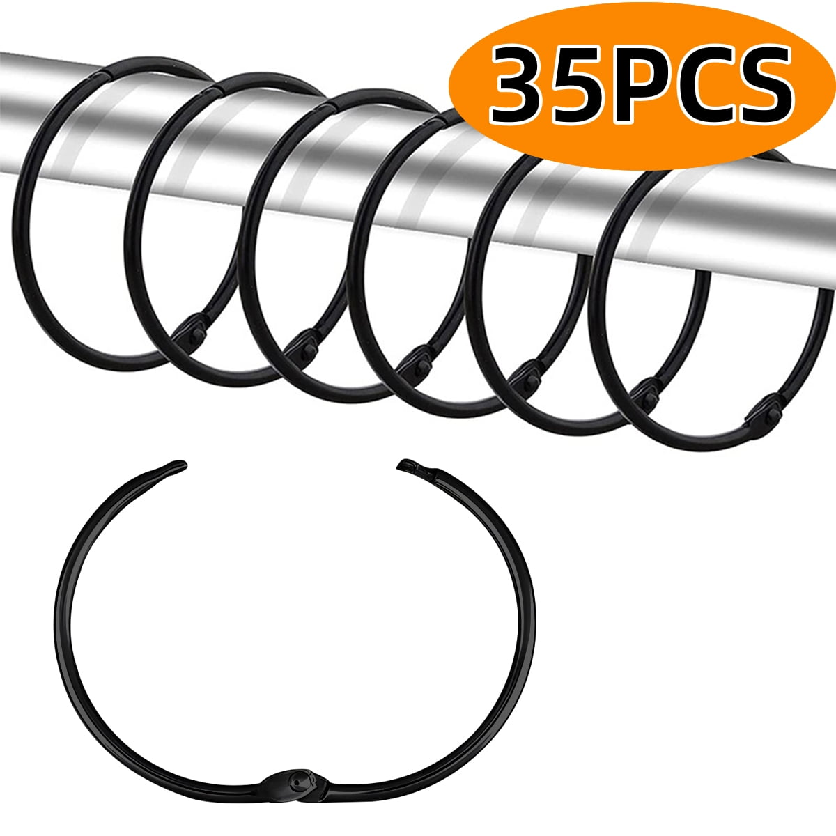 Shower Curtain Rings Black Shower Curtain Hooks Metal Shower Curtain ...