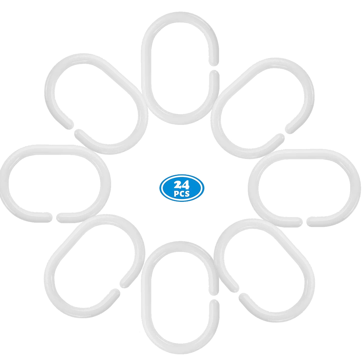 TABGIME Shower Curtain Rings Hooks, Durable Premium Plastic C Shaped ...