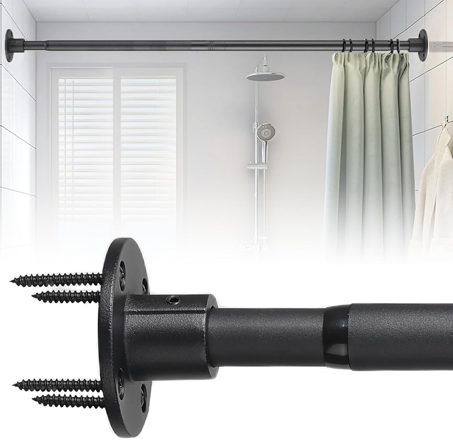 Shower Curtain Rod 16-25 Inch Closet Rod, 1 Inch Diameter Adjustable ...