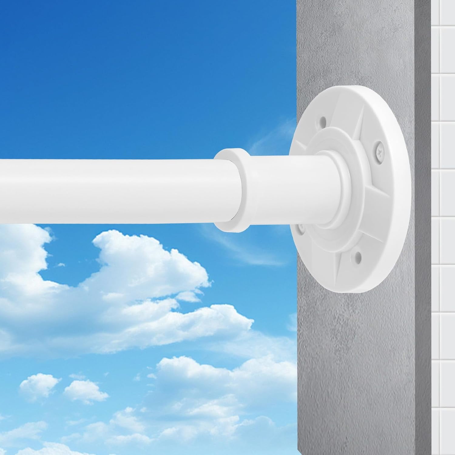 Shower Curtain Rod 31-88 In Adjustable Pole Heavy Duty White Tension ...