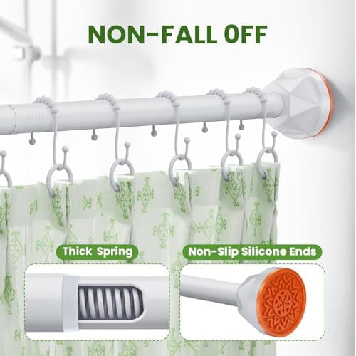 Shower Curtain Rod 32-50 Inches, No Drill Shower Rod Tension, Never ...