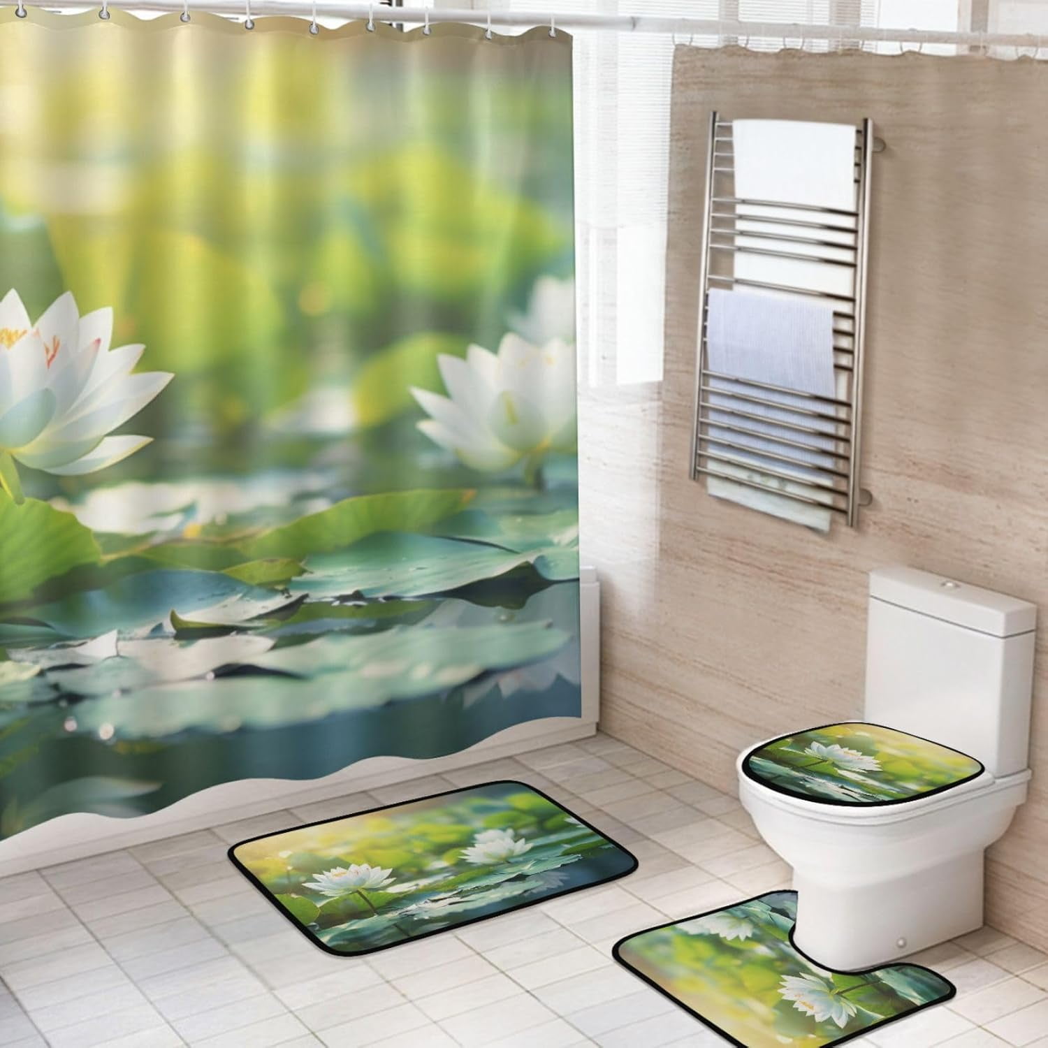 Shower Curtain Set 4 Piece for Bathroom Decoration, Cute Rabbit Police ...