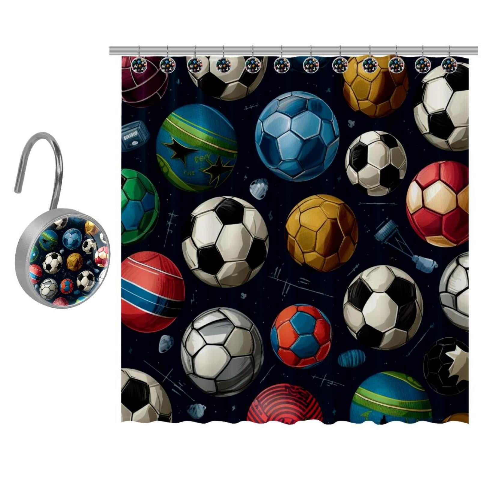 Shower Curtain Set- Football Soccer - Walmart.com