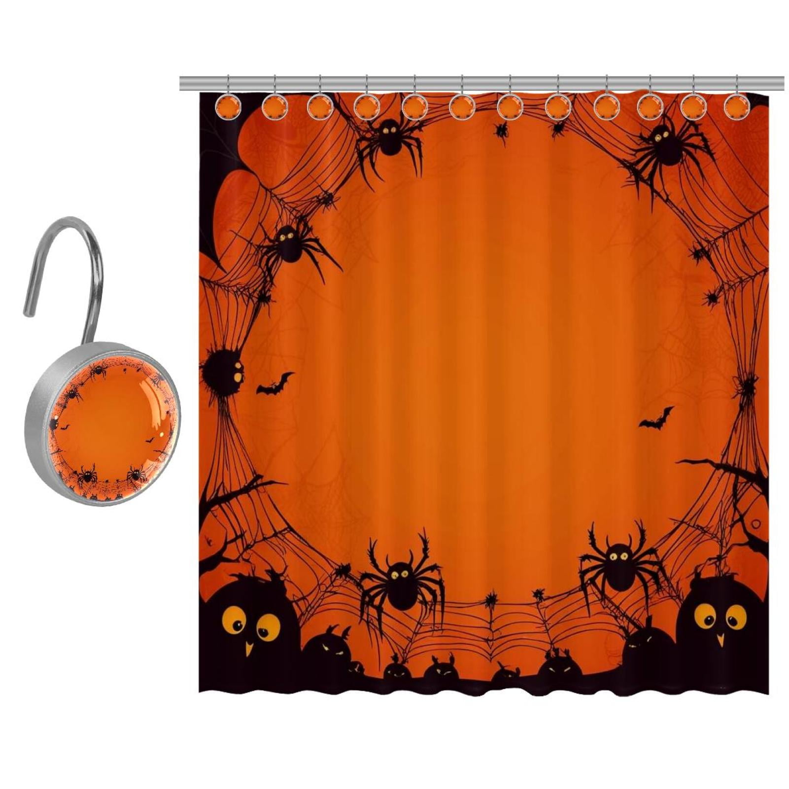 Shower Curtain Set- Halloween Cobweb and Spiders 1_126 - Walmart.com