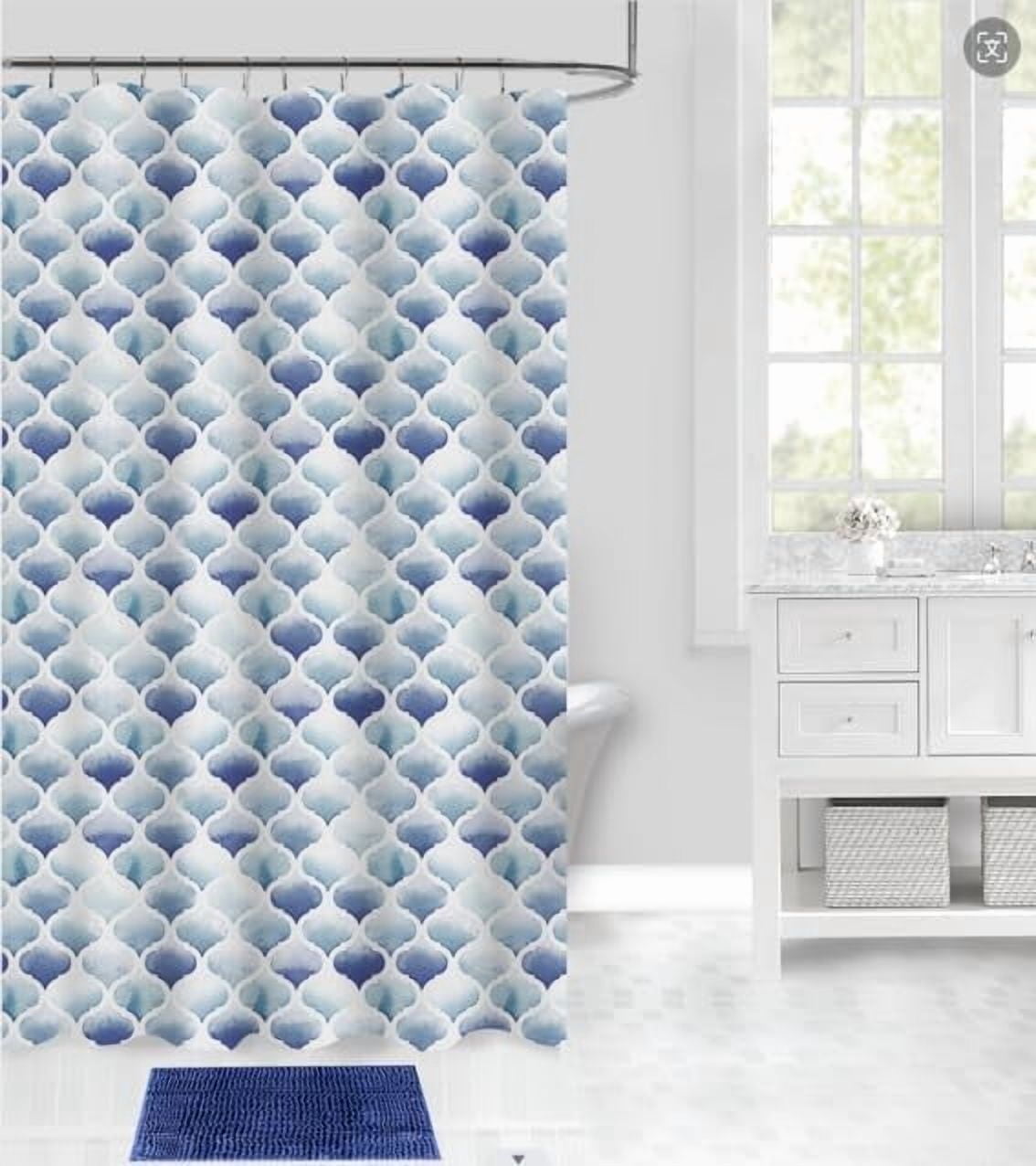 Shower Curtain Set (Navy Blue, 70" W x 72" L (pack of 3), Pattern) All ...