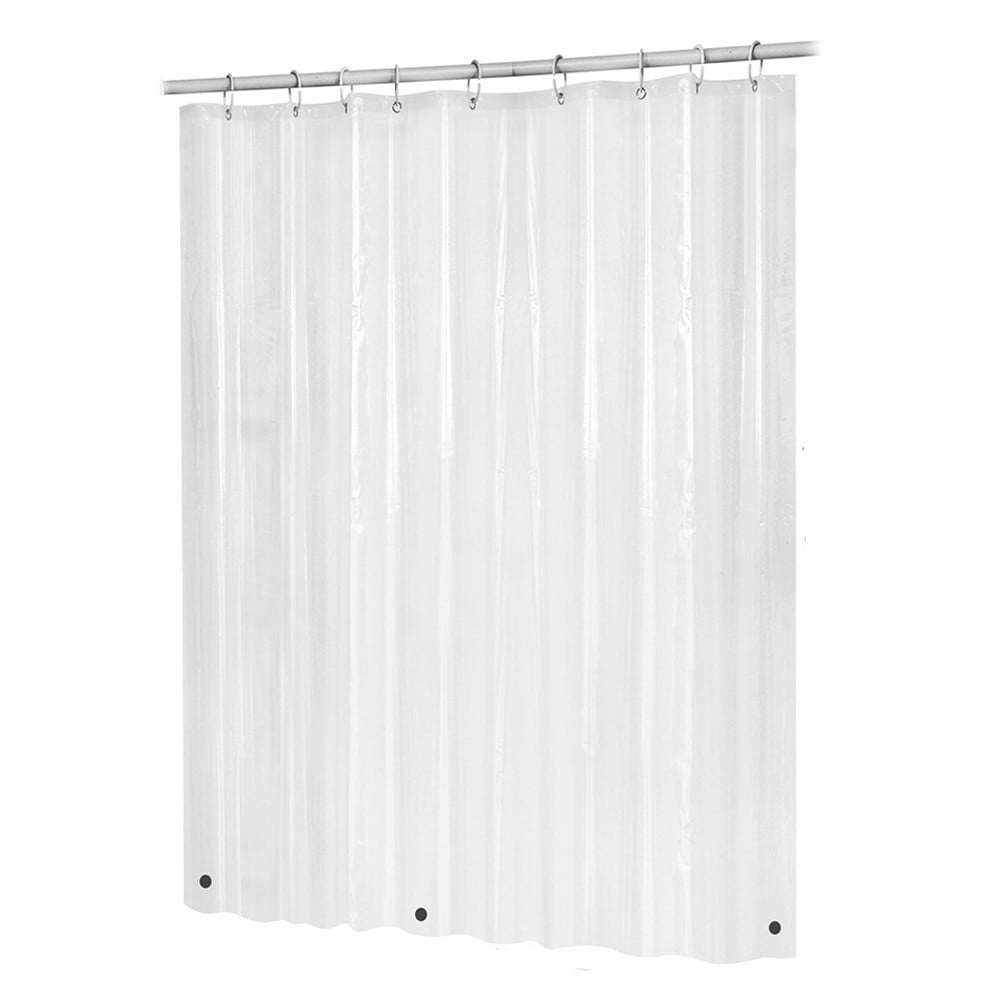 Shower Curtain Sheer with 12 Hooks Clear Thick PEVA Waterproof Plastic ...
