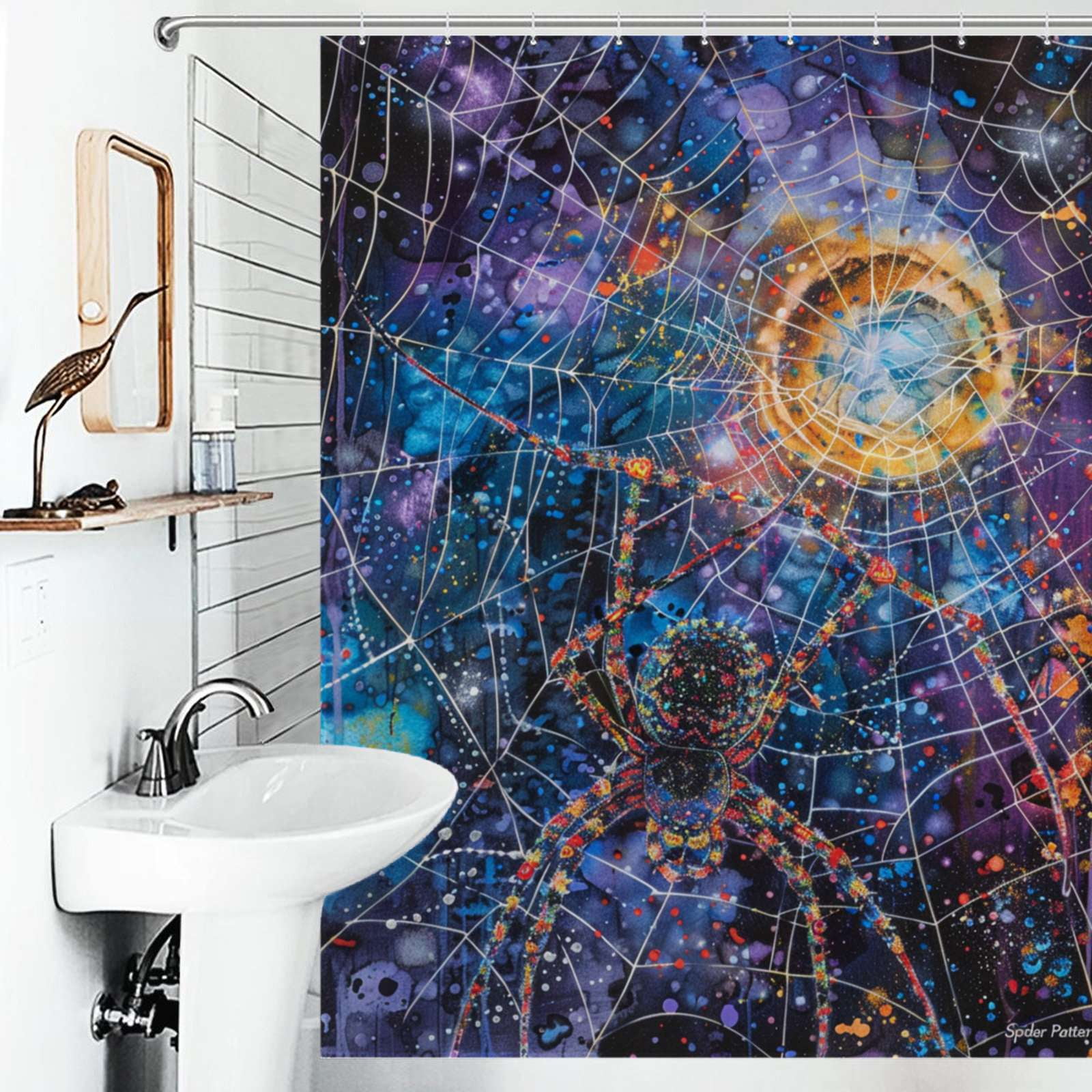 Shower Curtain Spider And Spiderweb Bath Curtain Polyester Fabric ...