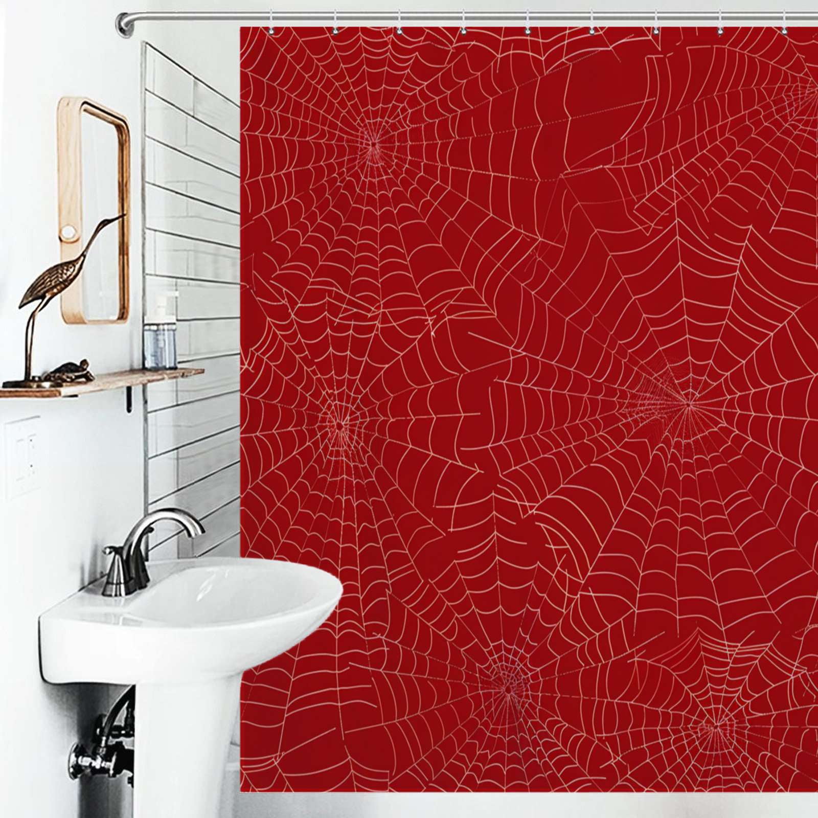 Shower Curtain Spider Web Pattern Bathroom Waterproof Polyester Home ...