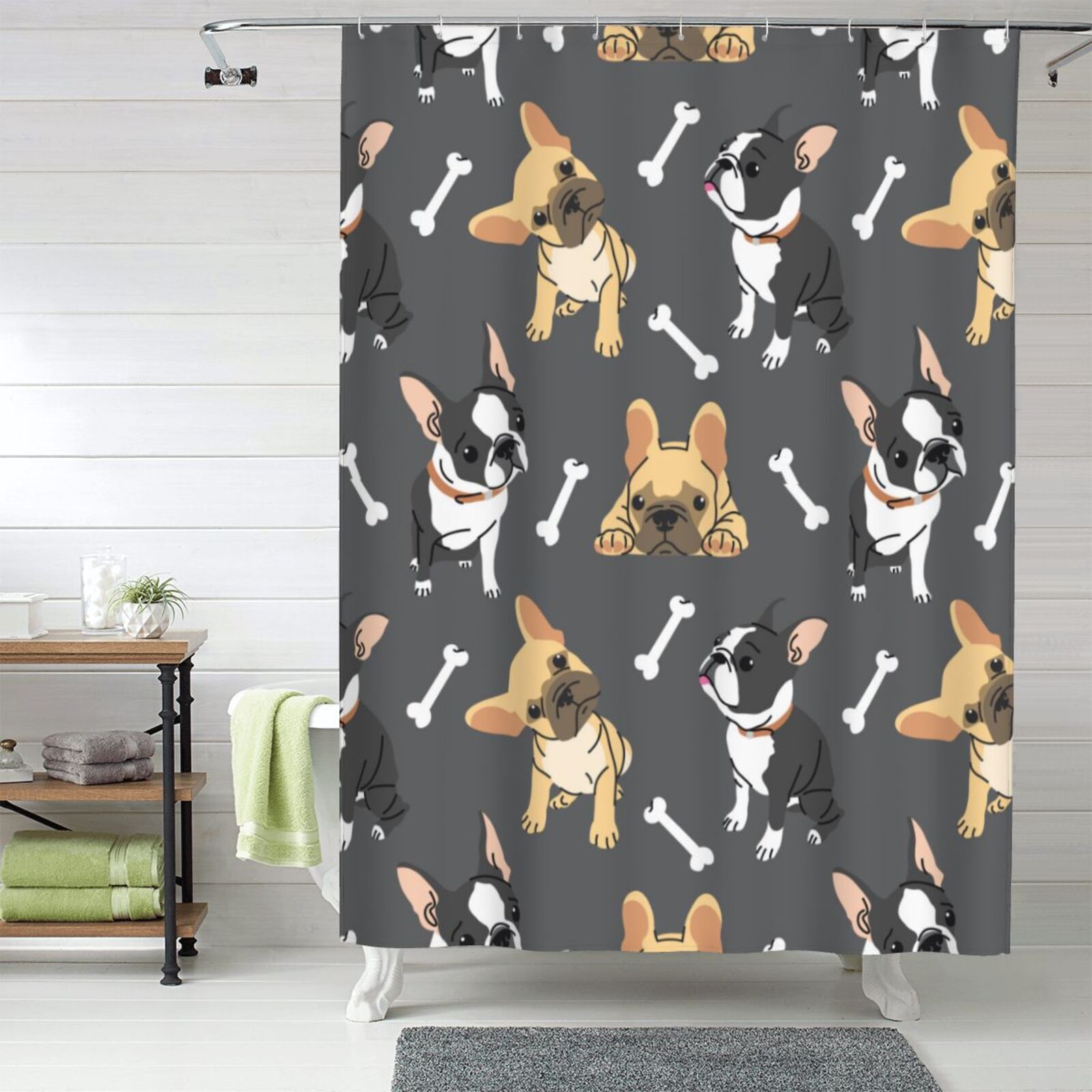 Shower Curtain, Two color french bulldog Waterproof Shower Curtain for ...