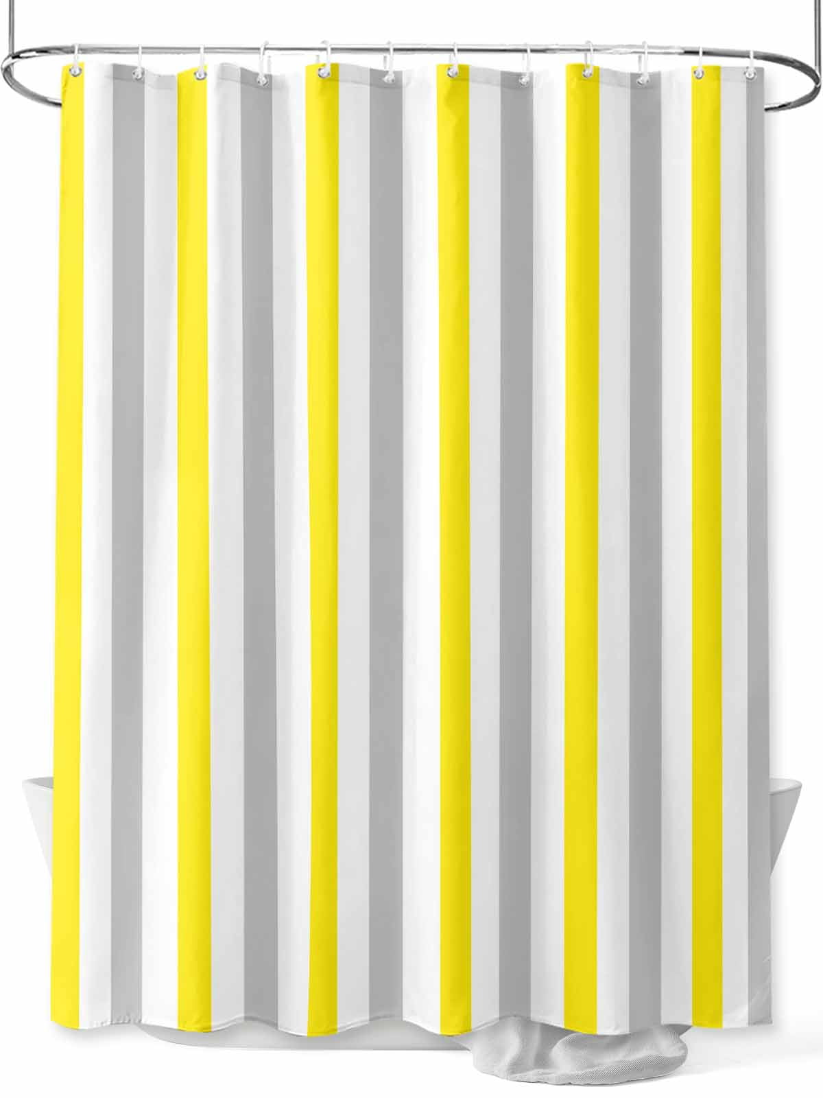 Shower Curtain Waterproof for Bathroom 72x72 Inch, Yellow Grey Stripes ...