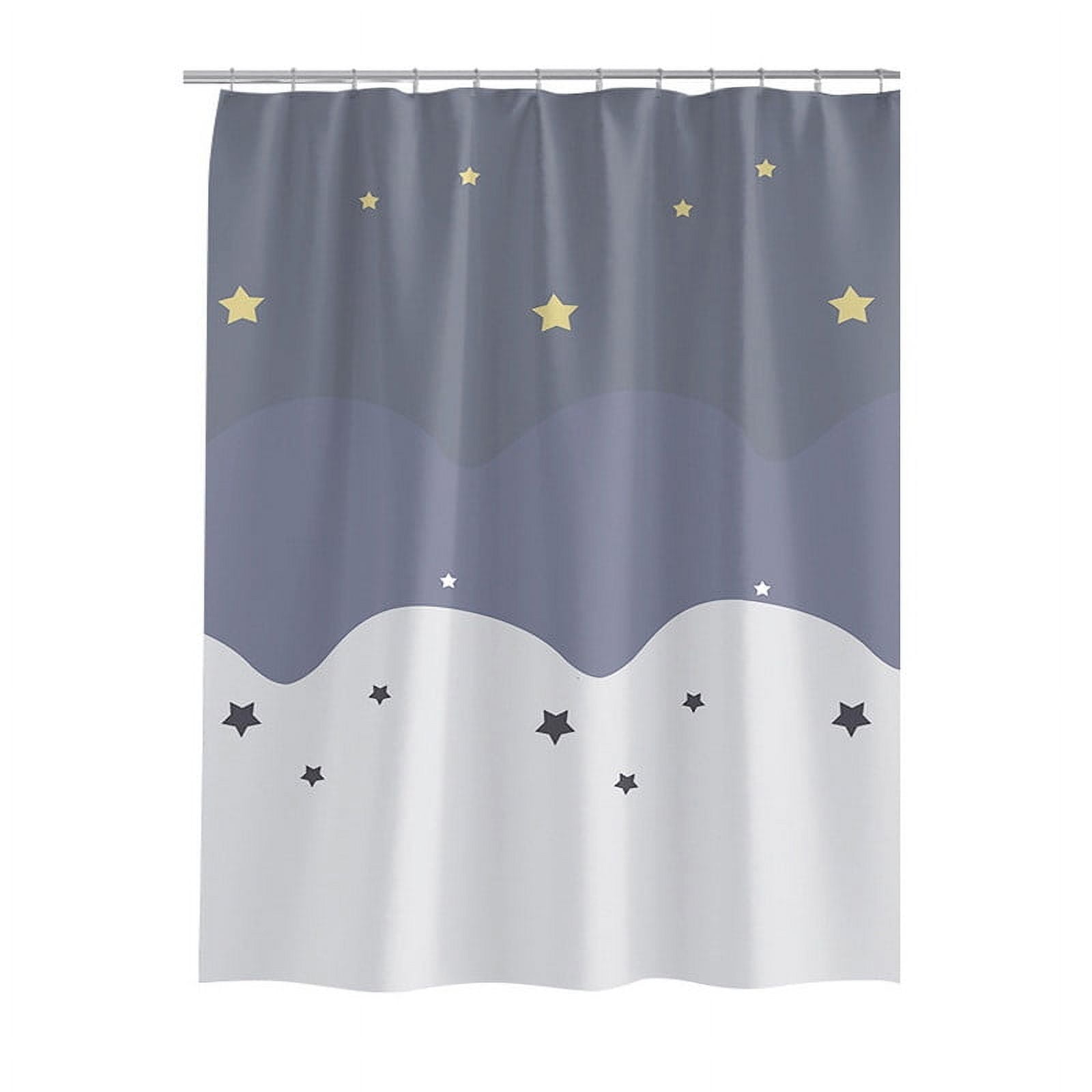 Shower Curtain Waterproof Fabric Weighted Hem Machine Washable Bathroom ...