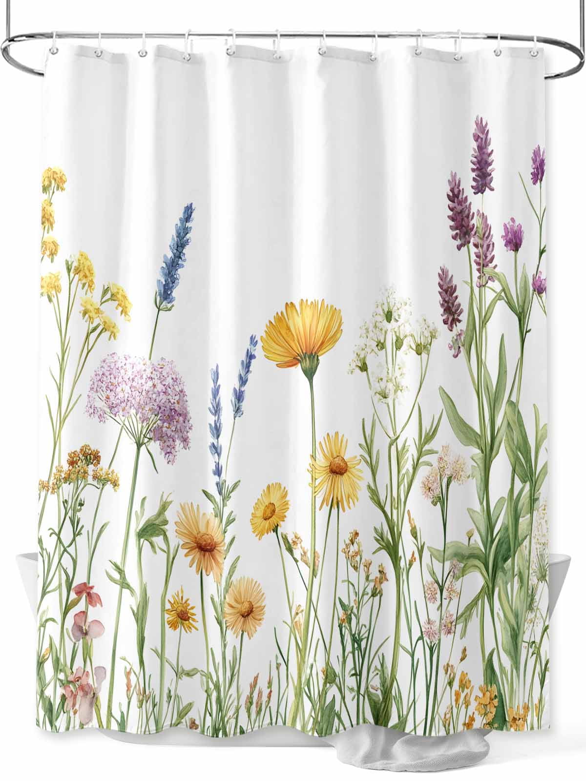 Shower Curtain Wildflowers Shower Curtains for Bathroom, Waterproof ...