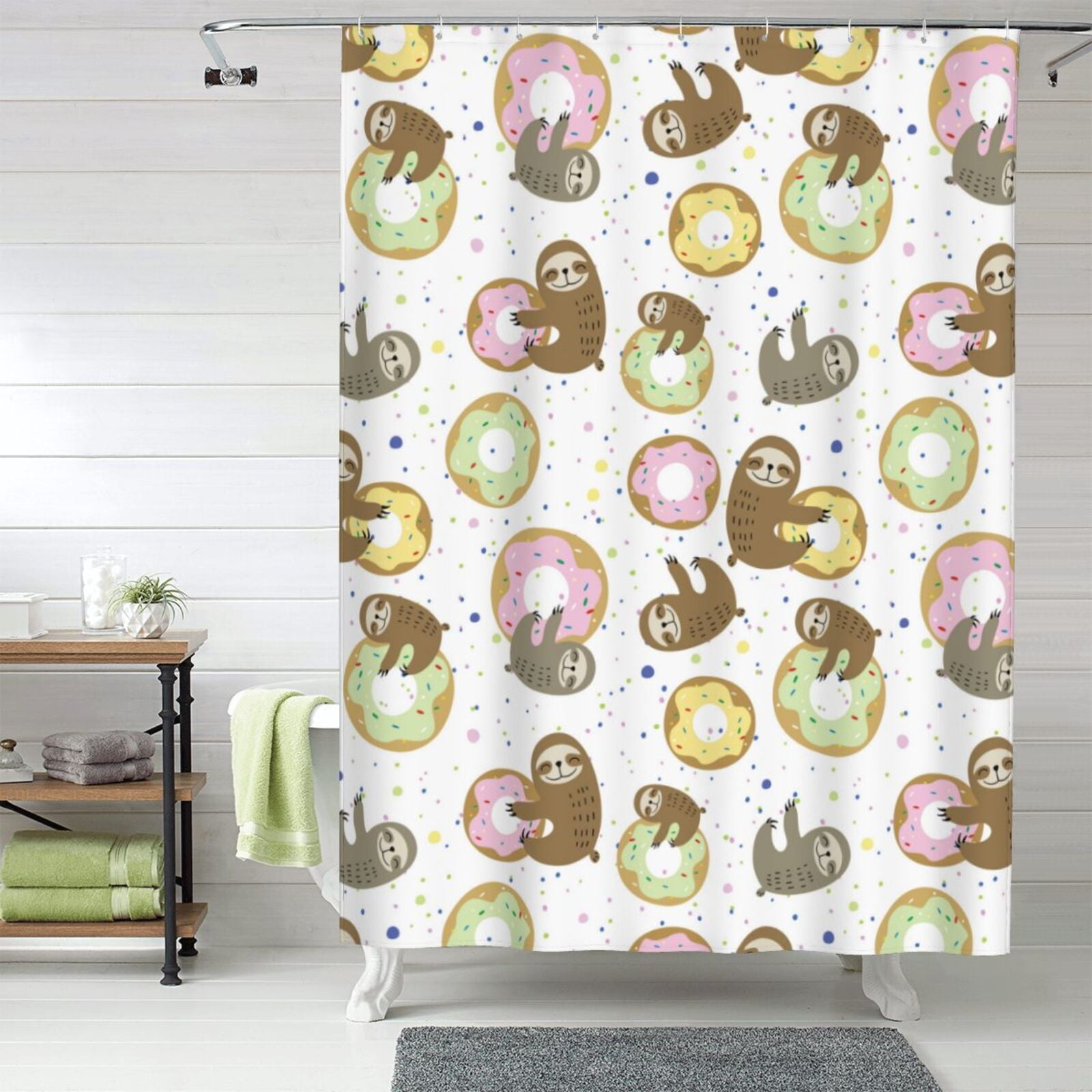 Shower Curtain, donut sloth Waterproof Fabric Plastic Shower Curtain ...