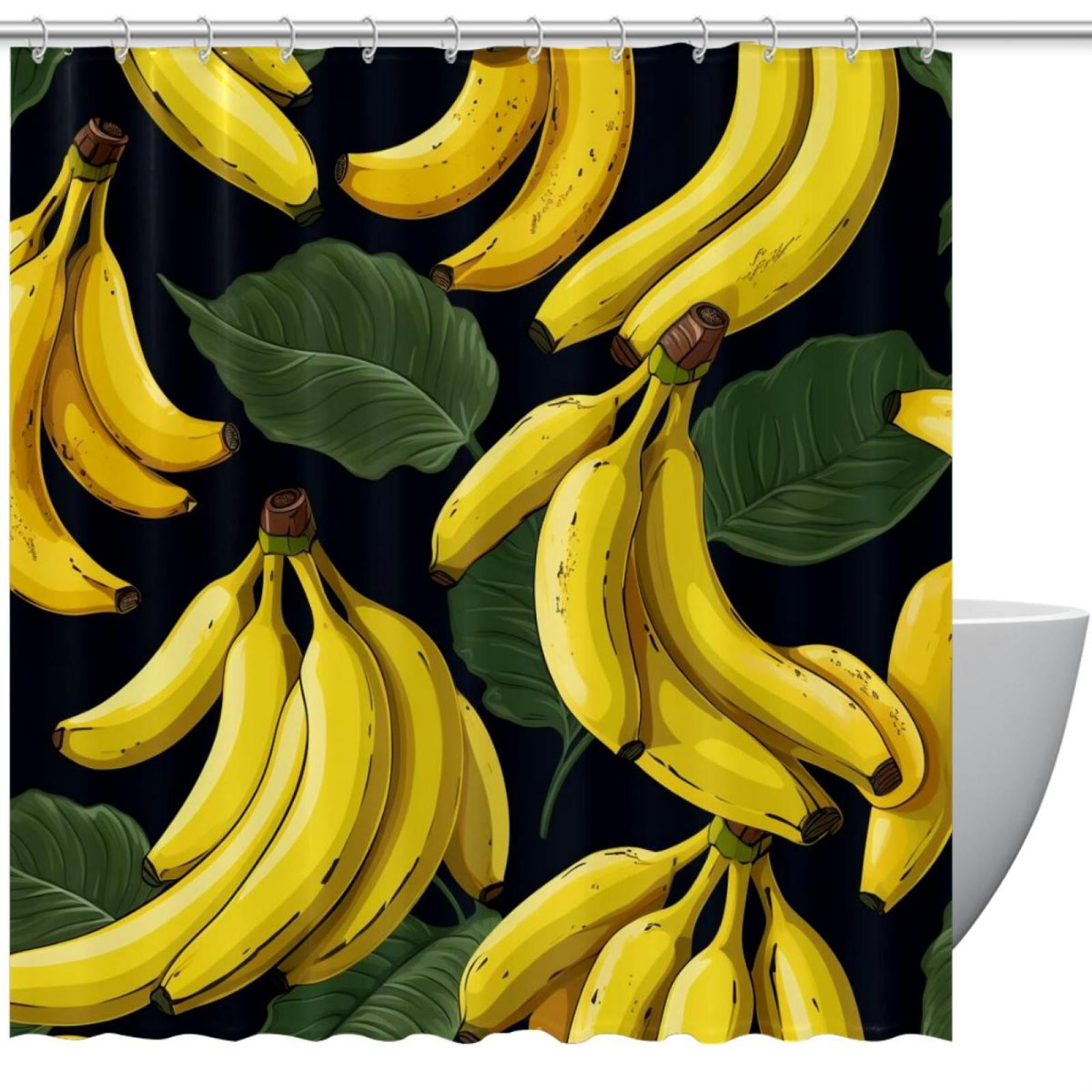 Shower Curtain for Bathroom Decor, Banana Fruit and Leave Prints ...