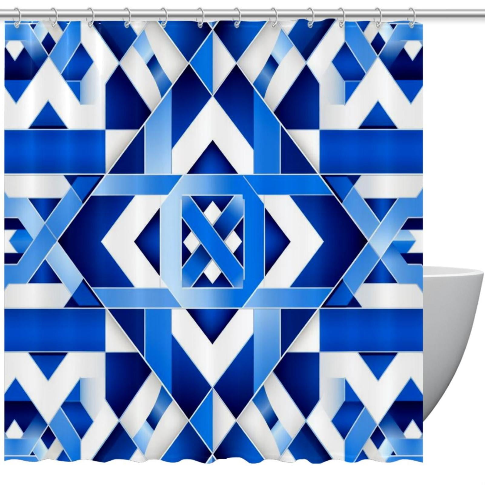 Shower Curtain for Bathroom Decor, Blue White Israel Flag Prints ...