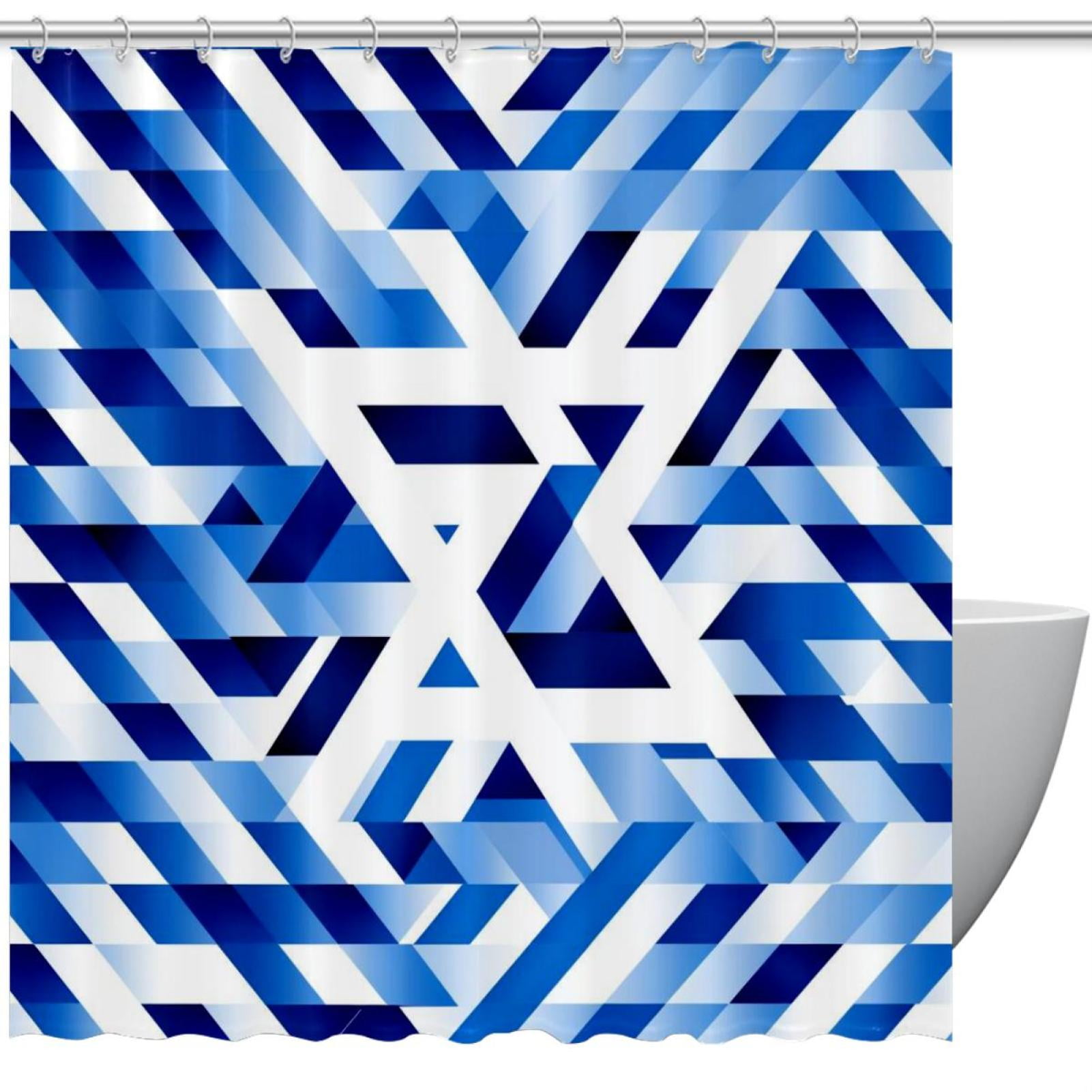 Shower Curtain for Bathroom Decor, Blue White Israel Flag Prints ...