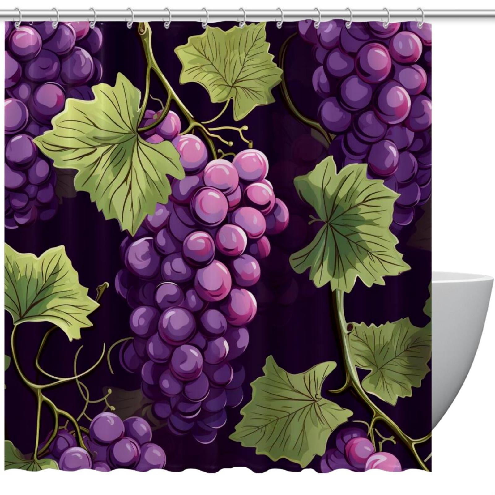 Shower Curtain for Bathroom Decor, Branches of Grapes Fruits Prints ...