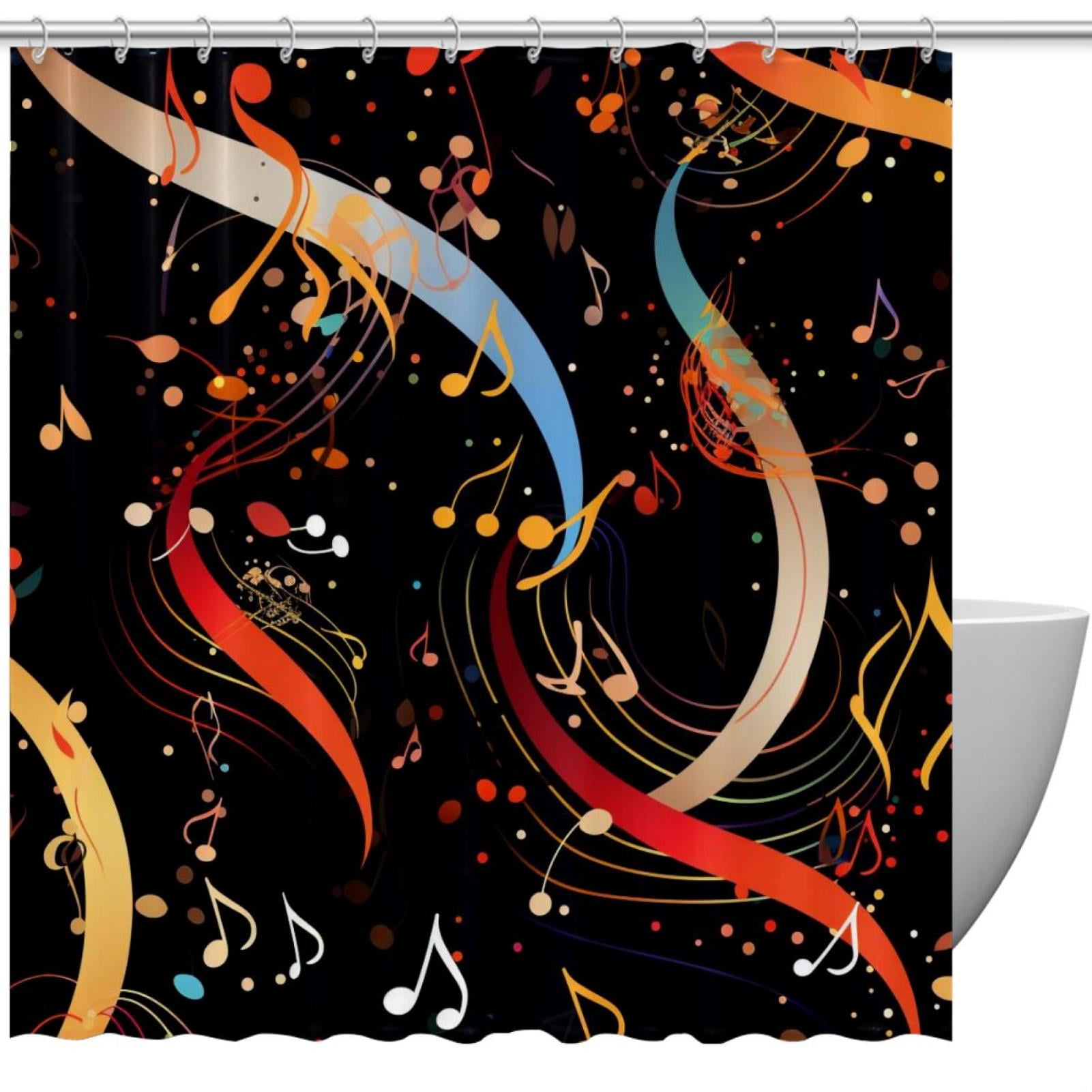 Shower Curtain for Bathroom Decor, Colorful Music Notes Prints ...