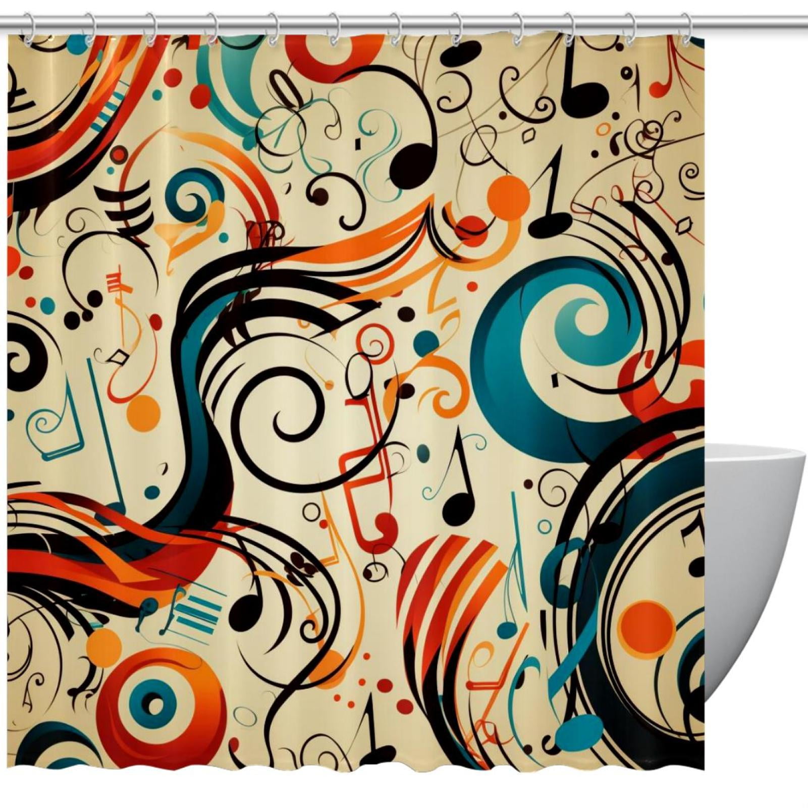 Shower Curtain for Bathroom Decor, Colorful Music Notes Prints ...