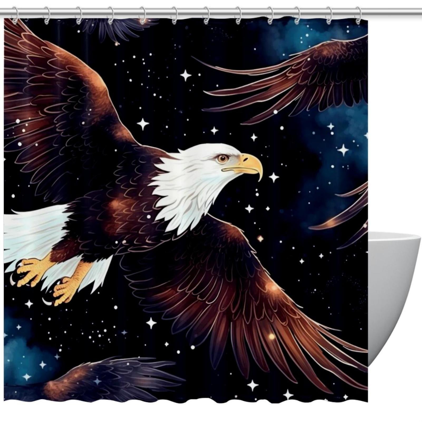 Shower Curtain for Bathroom Decor, Flying Eagle at Starry Sky Prints ...