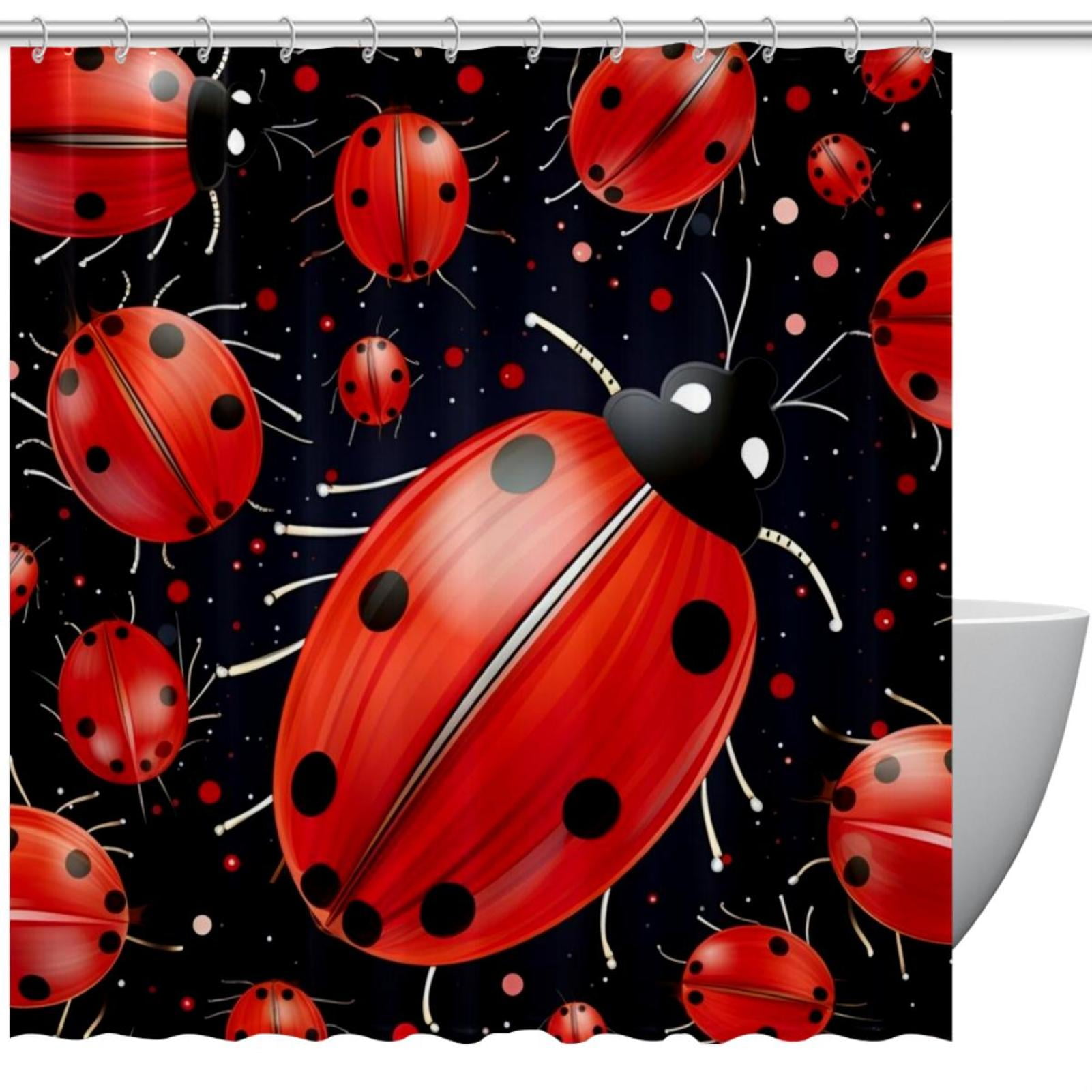 Shower Curtain for Bathroom Decor, Ladybugs Pink Red Dot Prints ...