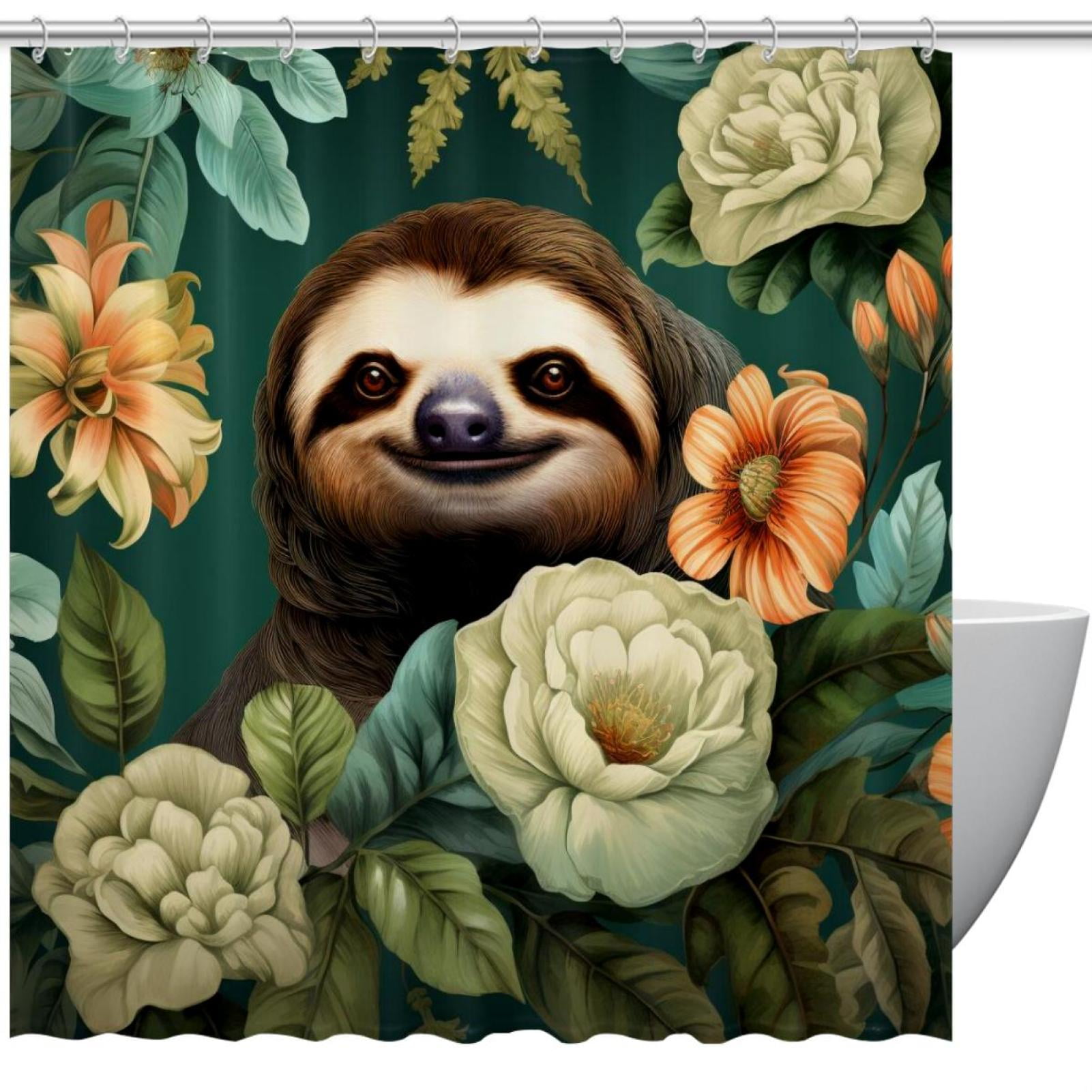 Shower Curtain for Bathroom Decor, Sloth Animal Prints Waterproof ...
