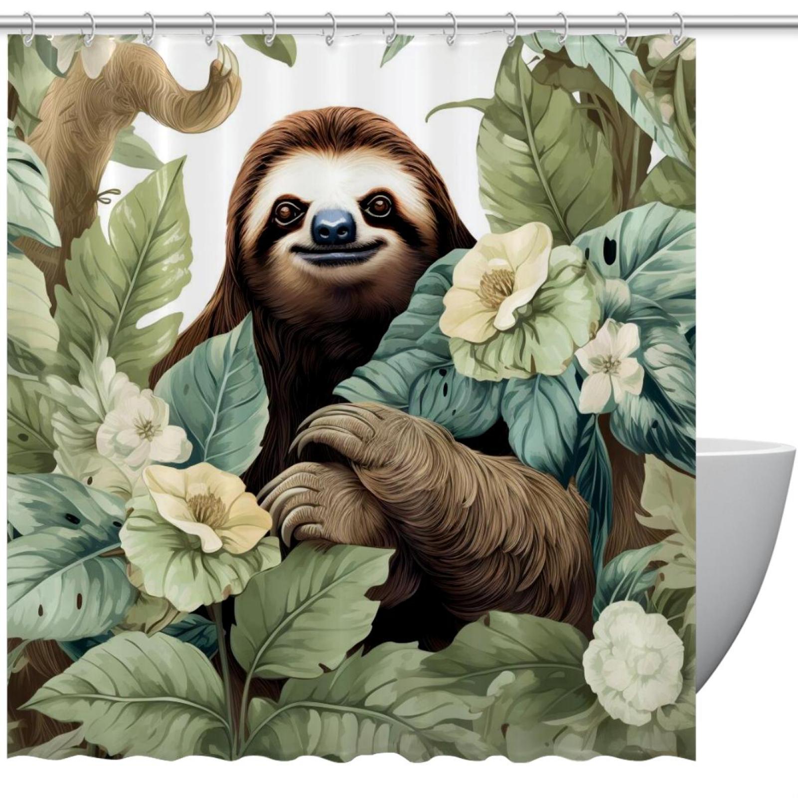 Shower Curtain for Bathroom Decor, Sloth Animal Prints Waterproof ...
