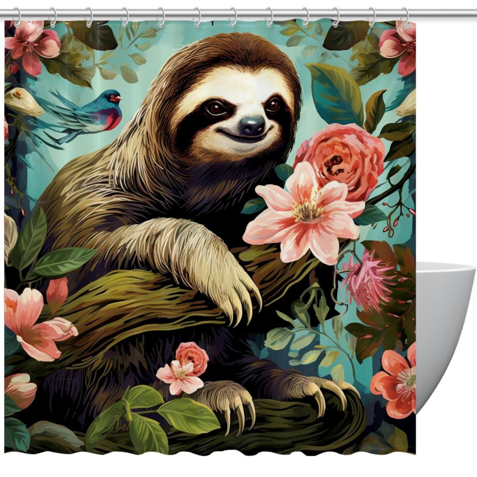 Shower Curtain for Bathroom Decor, Sloth Animal Prints Waterproof ...