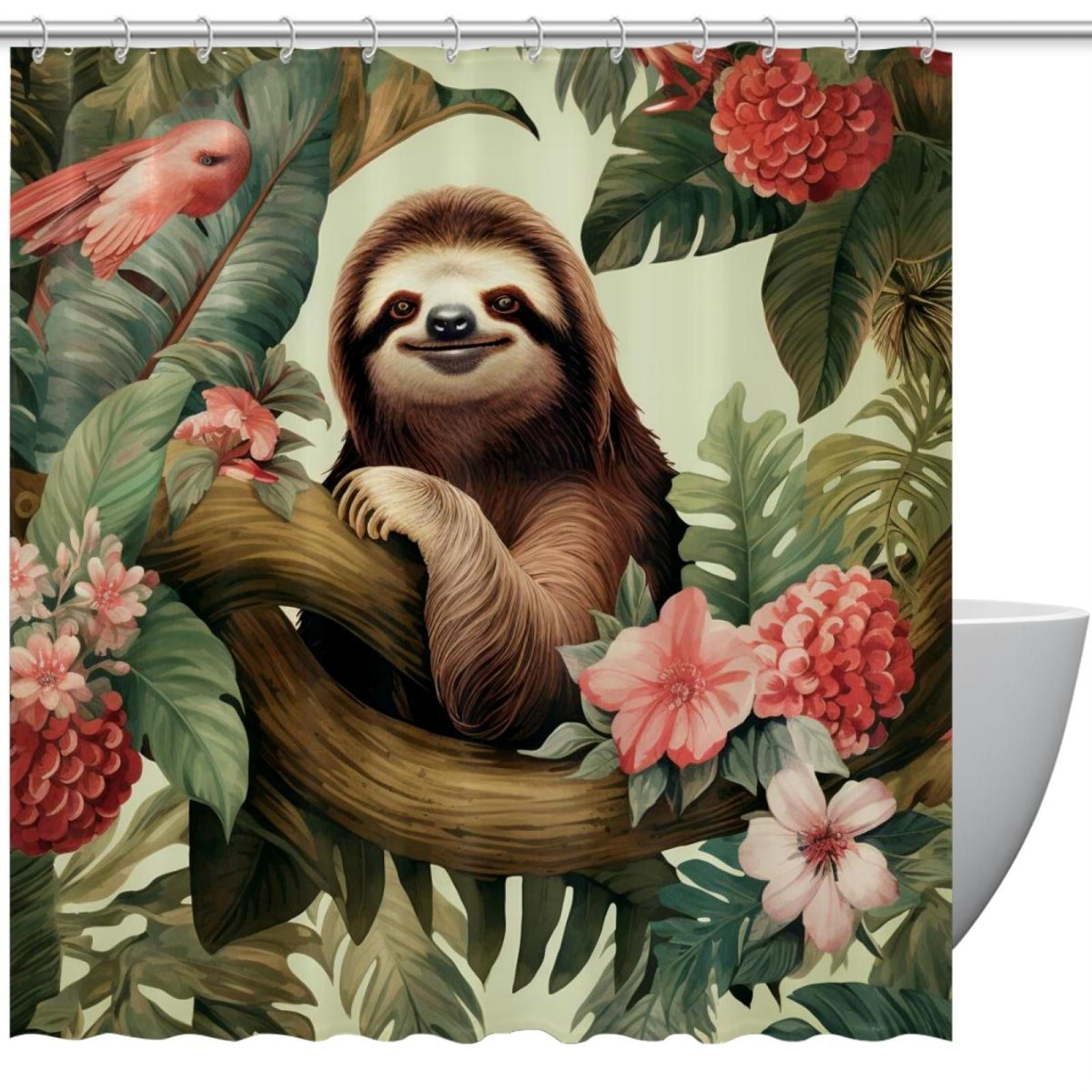 Shower Curtain for Bathroom Decor, Sloth Animal Prints Waterproof ...