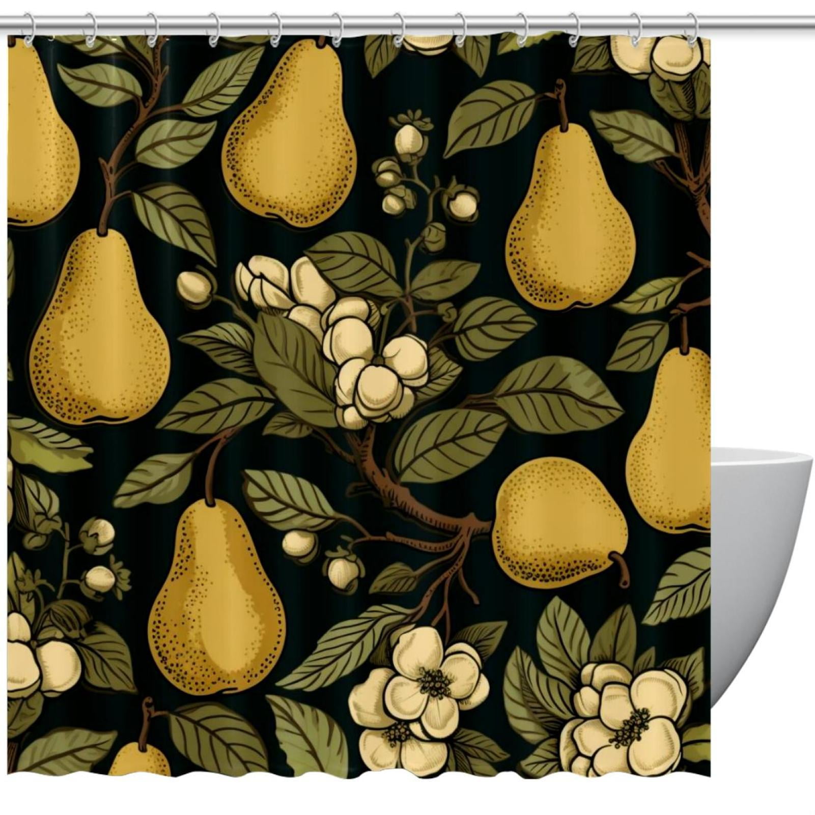 Shower Curtain for Bathroom Decor, Watercolor Pear Prints Waterproof ...