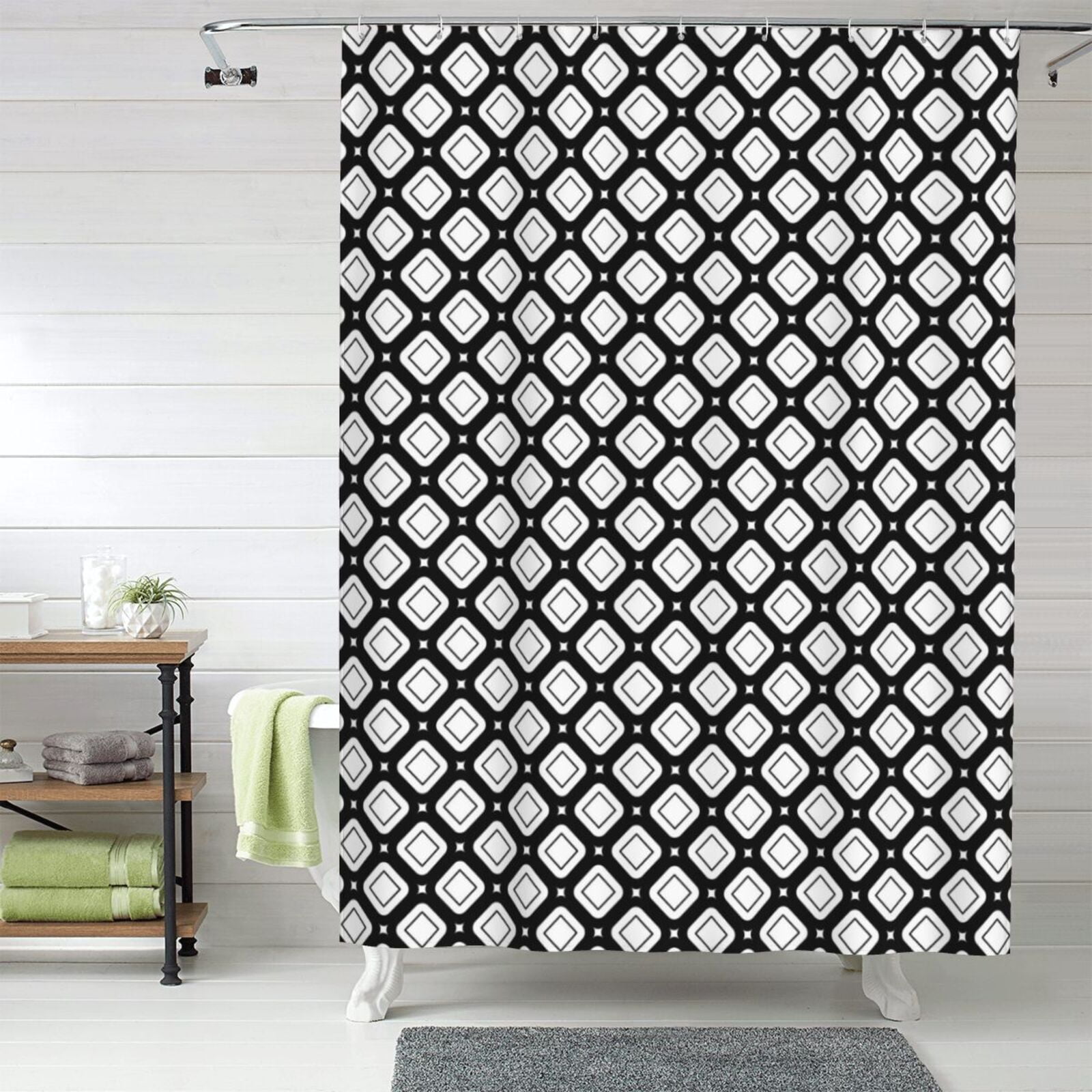 Shower Curtain, rhombuses Geometry pattern Waterproof Fabric Plastic ...