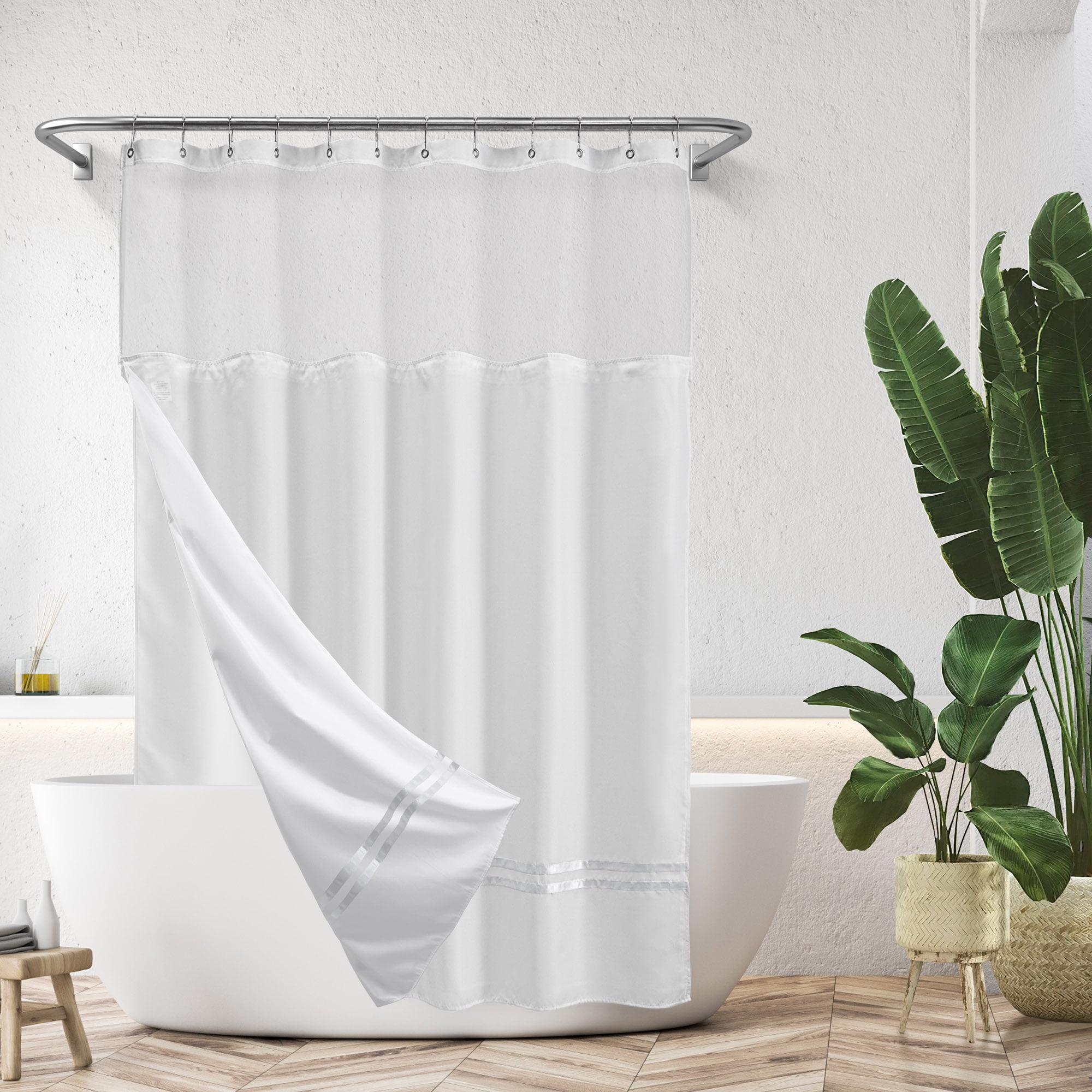River Dream Shower Curtain, Snap-In Liner, Sheer Window, Magnets, Hooks ...