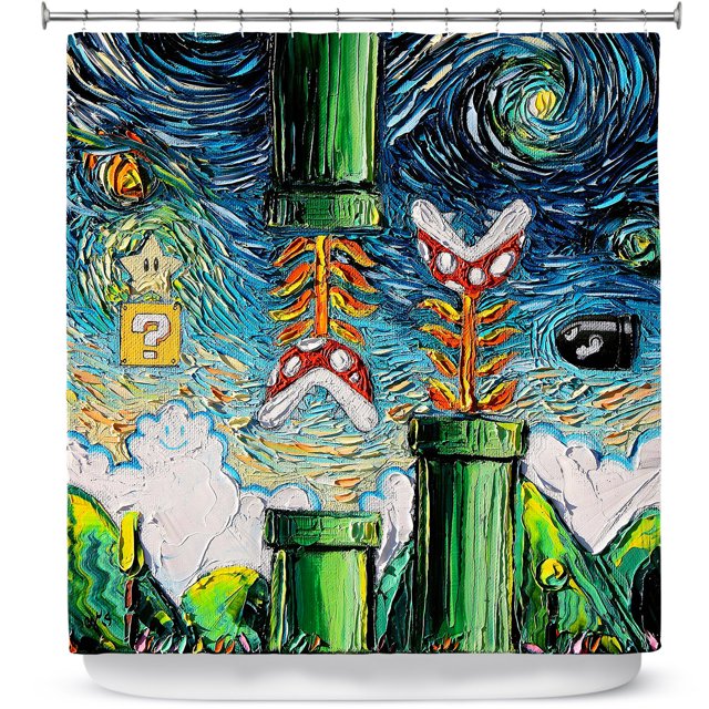 Shower Curtains 70" x 73" from DiaNoche Designs by Aja Ann - van Gogh Super Mario Bros - Walmart.com