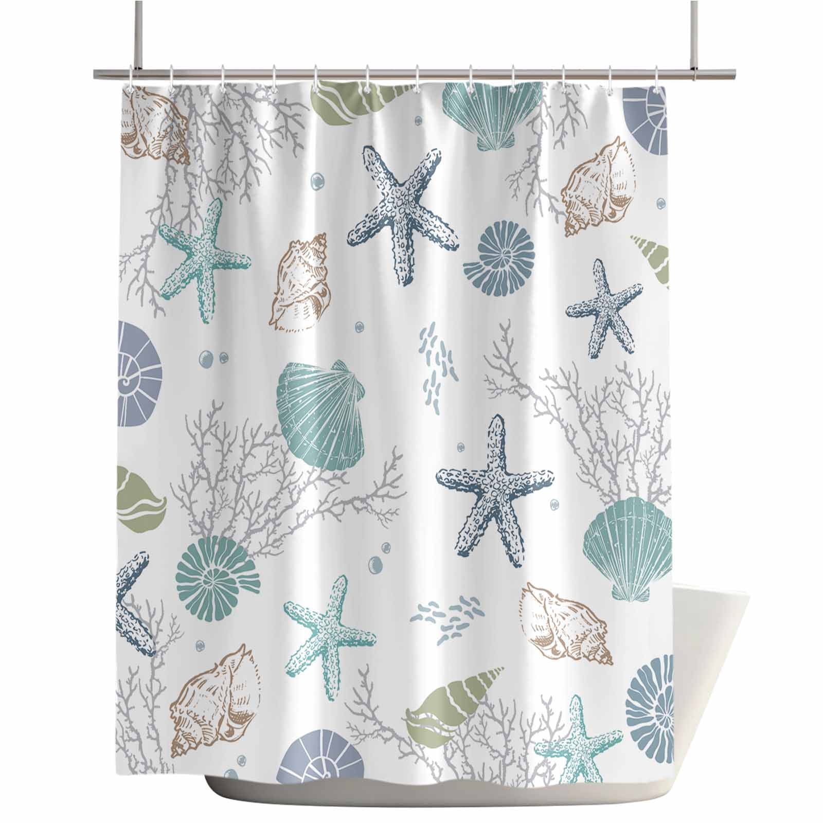 Shower Curtains for Bathroom-60"x72",Nautical Beach Starfish Shell ...